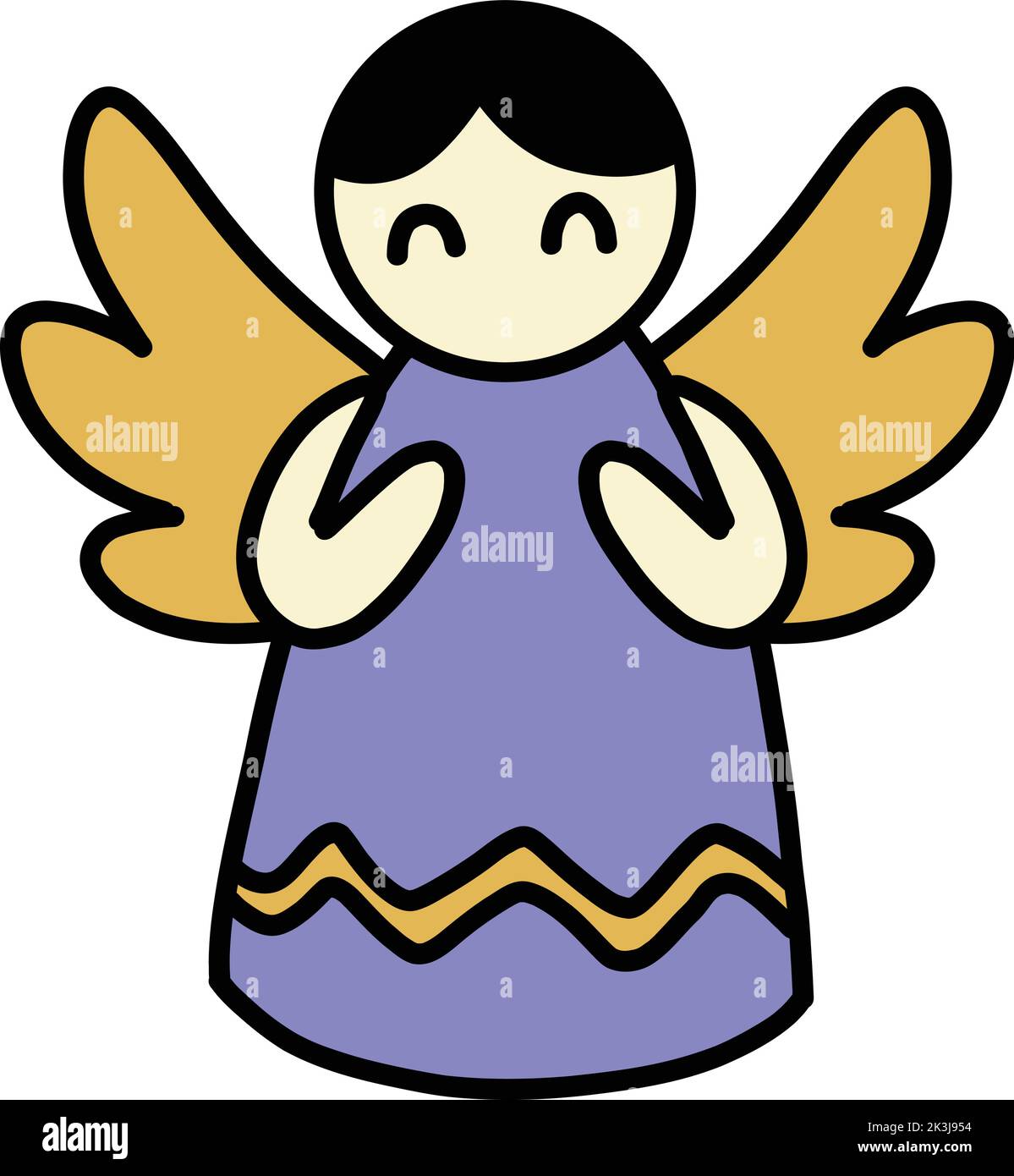 Hand Drawn Christmas angel doll illustration isolated on background ...