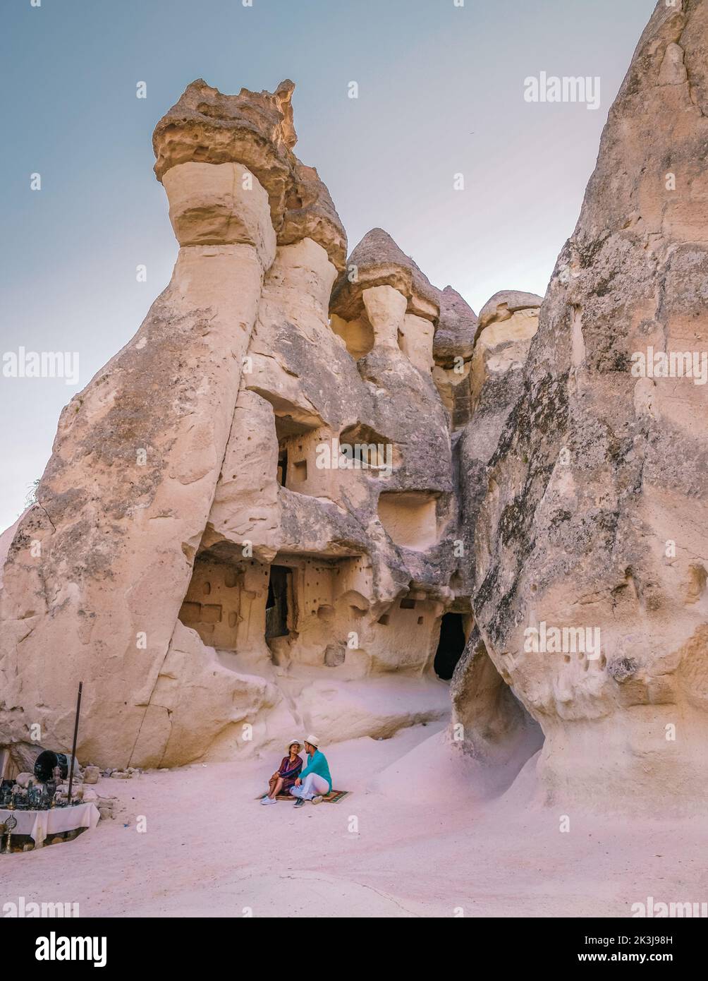 Pasabag Monks Valley happy young couple on vacation in Turkey ...