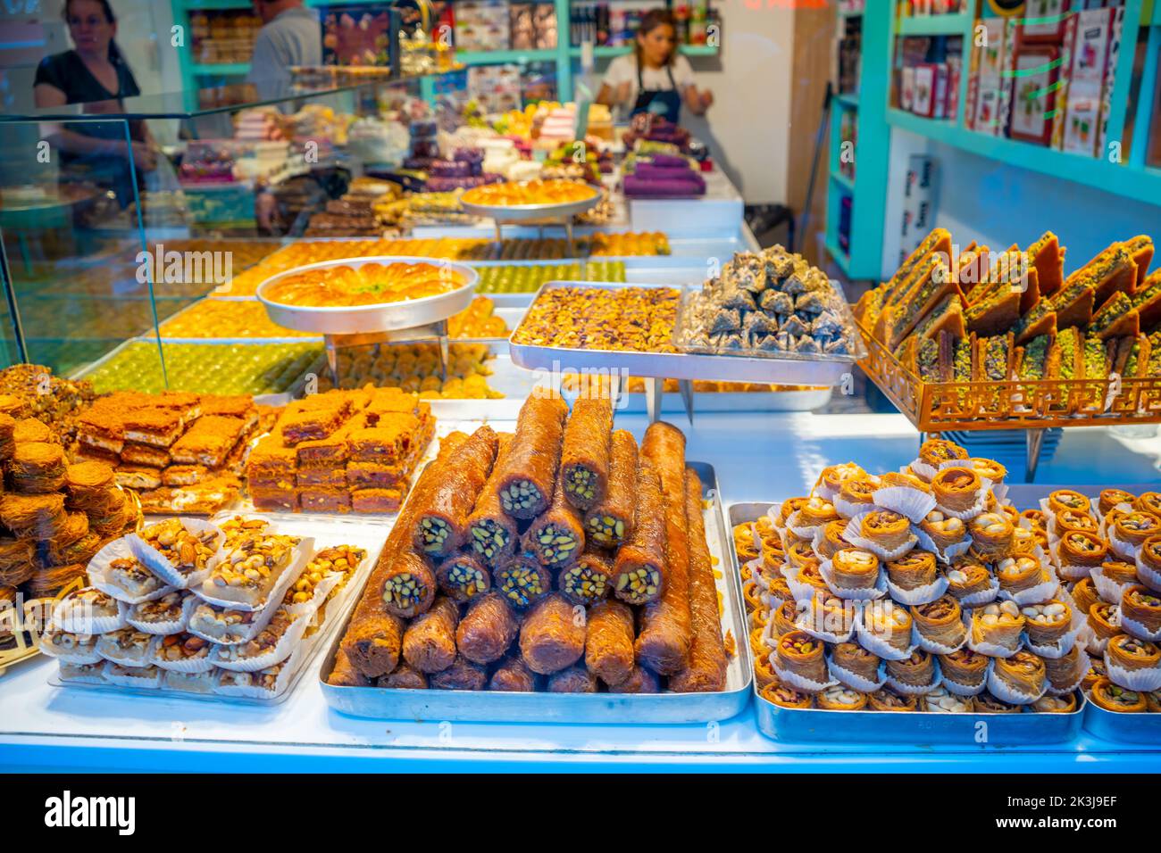 Antalya, Turkey - September 10, 2022: The turkish sweets in street shop ...