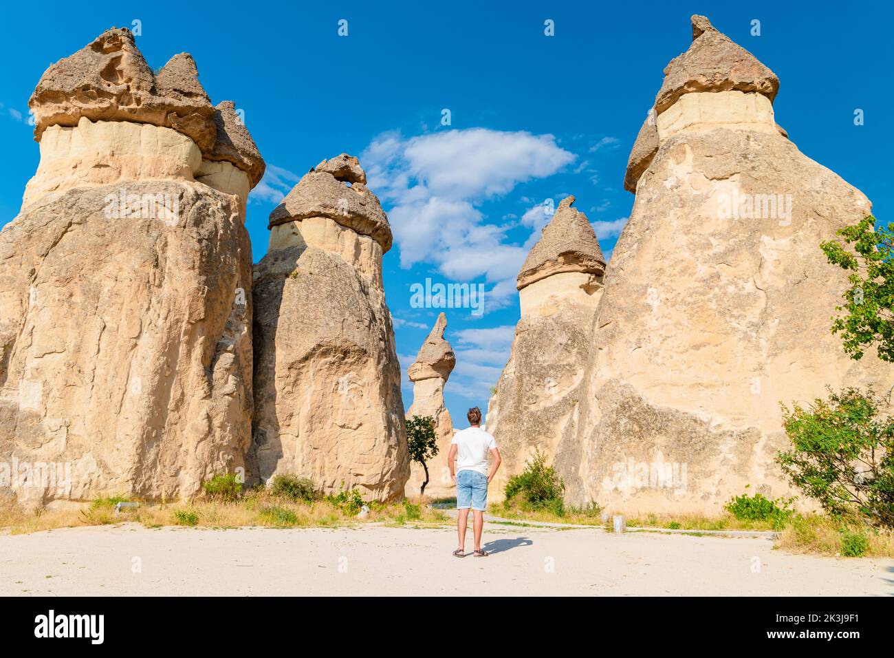 Pasabag Monks Valley happy young menon vacation in Turkey Cappadocia ...