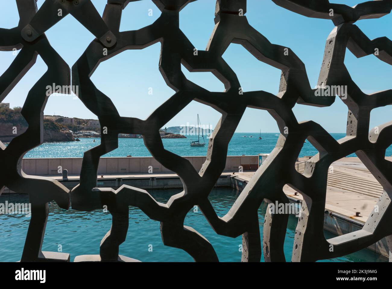 An outside view of the Mucem museum during daytime in Marseille, France ...