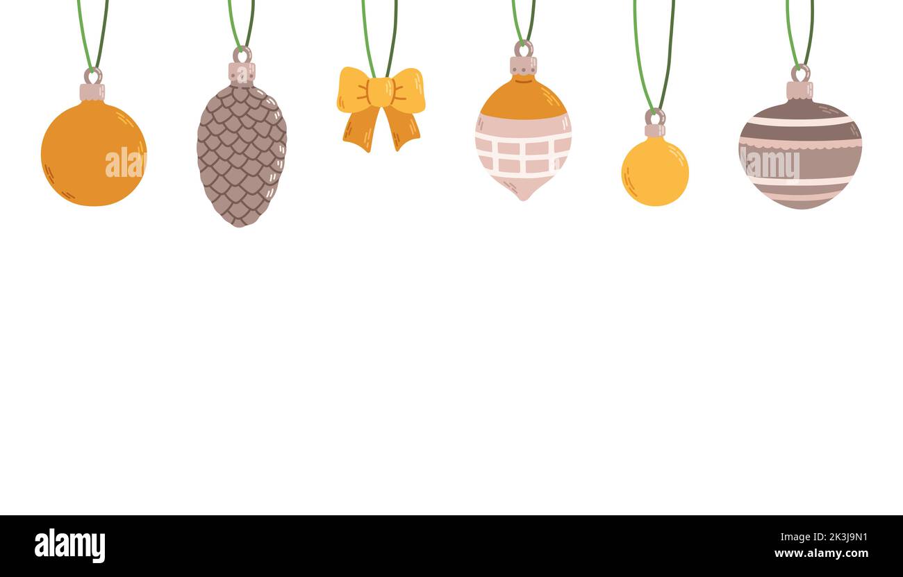 Hanging Christmas balls with ornaments flat vector Stock Vector Image ...