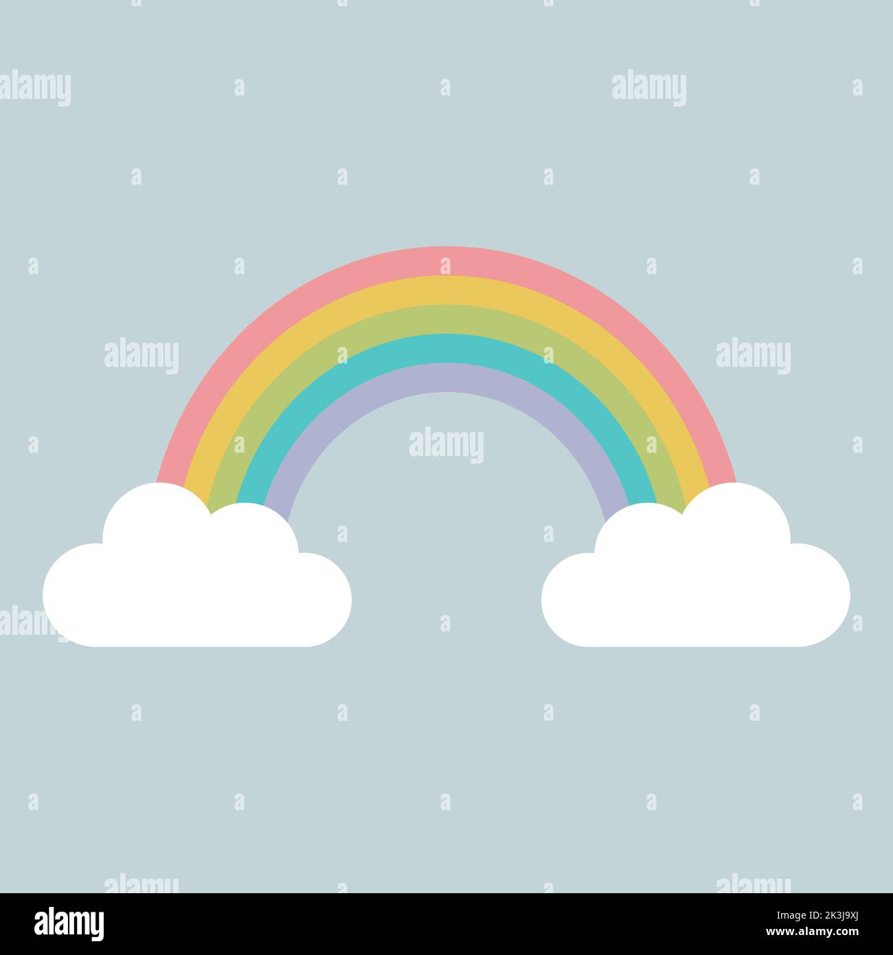 Flat image of a rainbow and clouds. Vector illustration Stock Vector ...