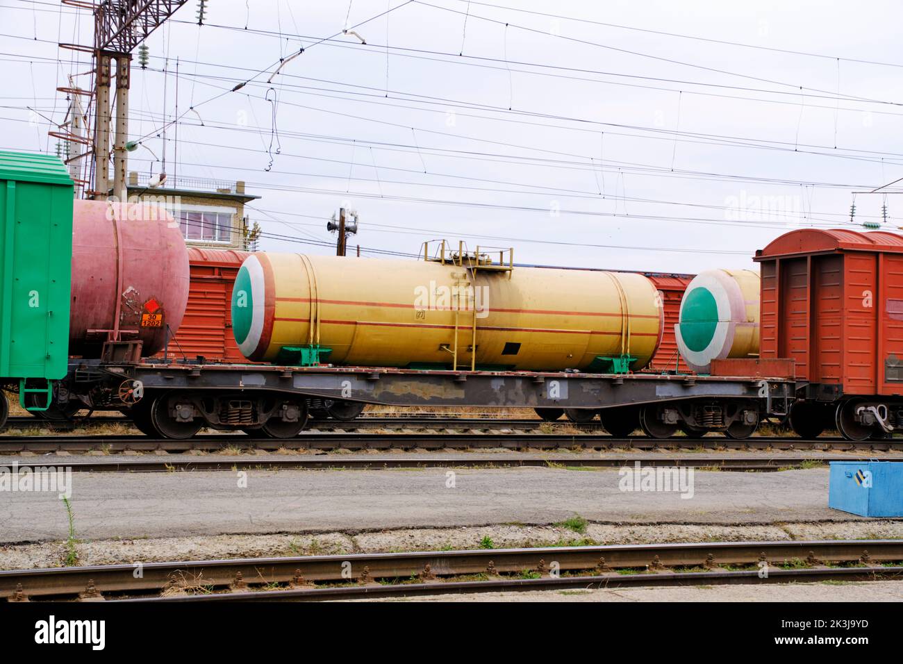 Railway train, tank with fuel and lubricants Stock Photo - Alamy