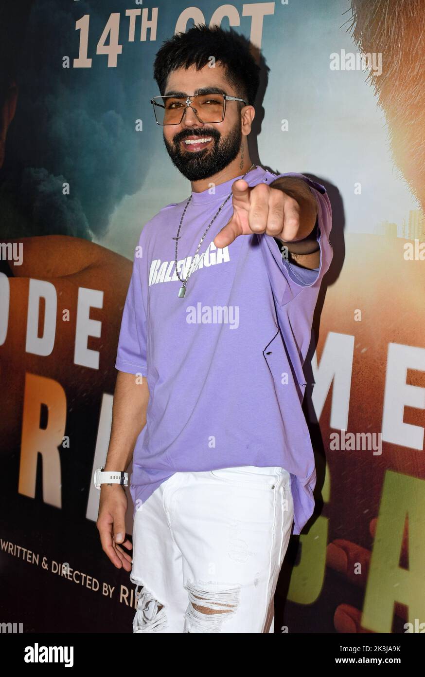 Indian singer and actor Harrdy Sandhu seen after the trailer preview of ...