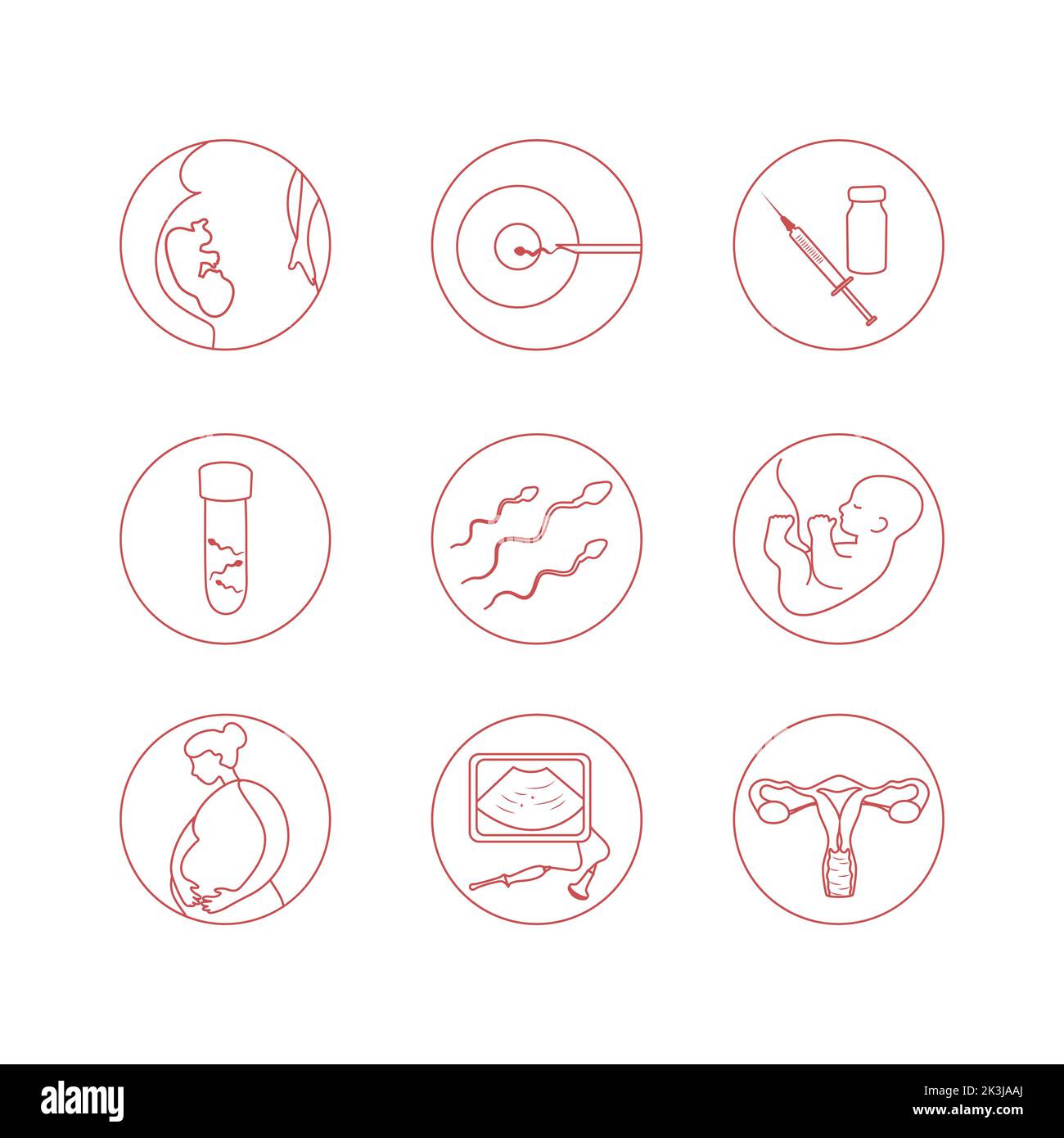 Woman fertility icon set. Obstetrics signs collection. Pregnancy ...