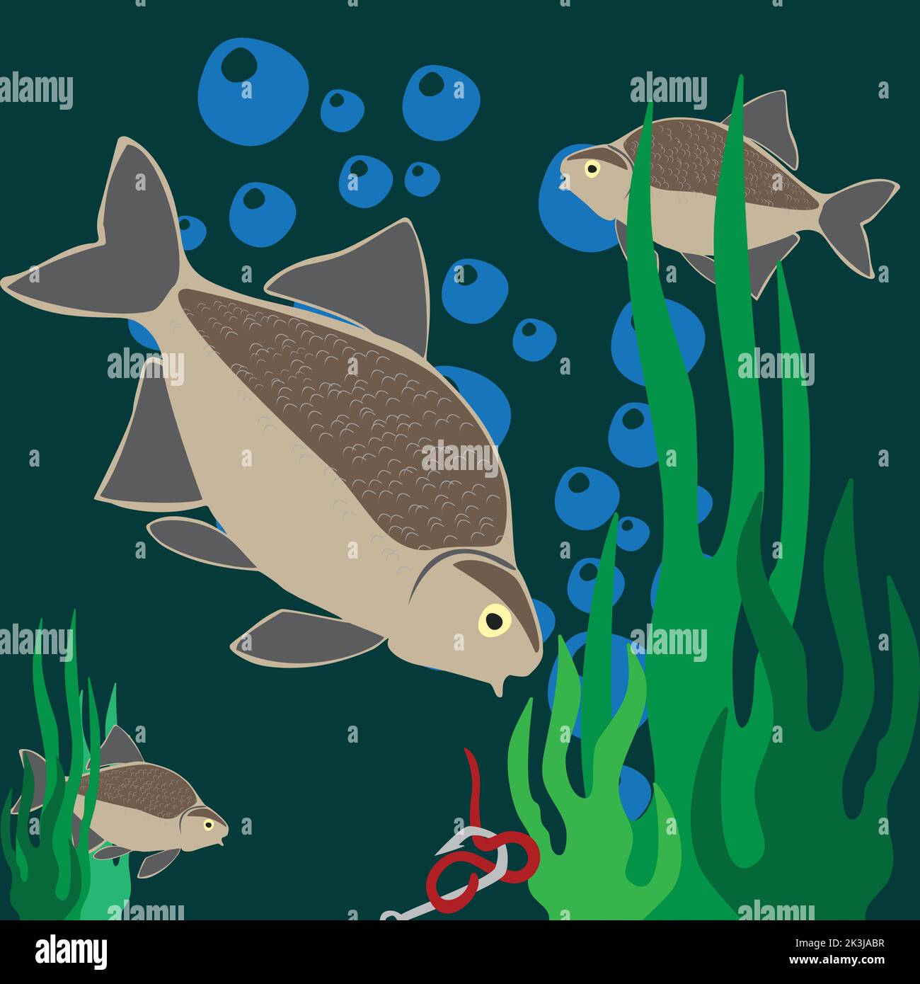 Fishing family silhouette Stock Vector Images - Alamy