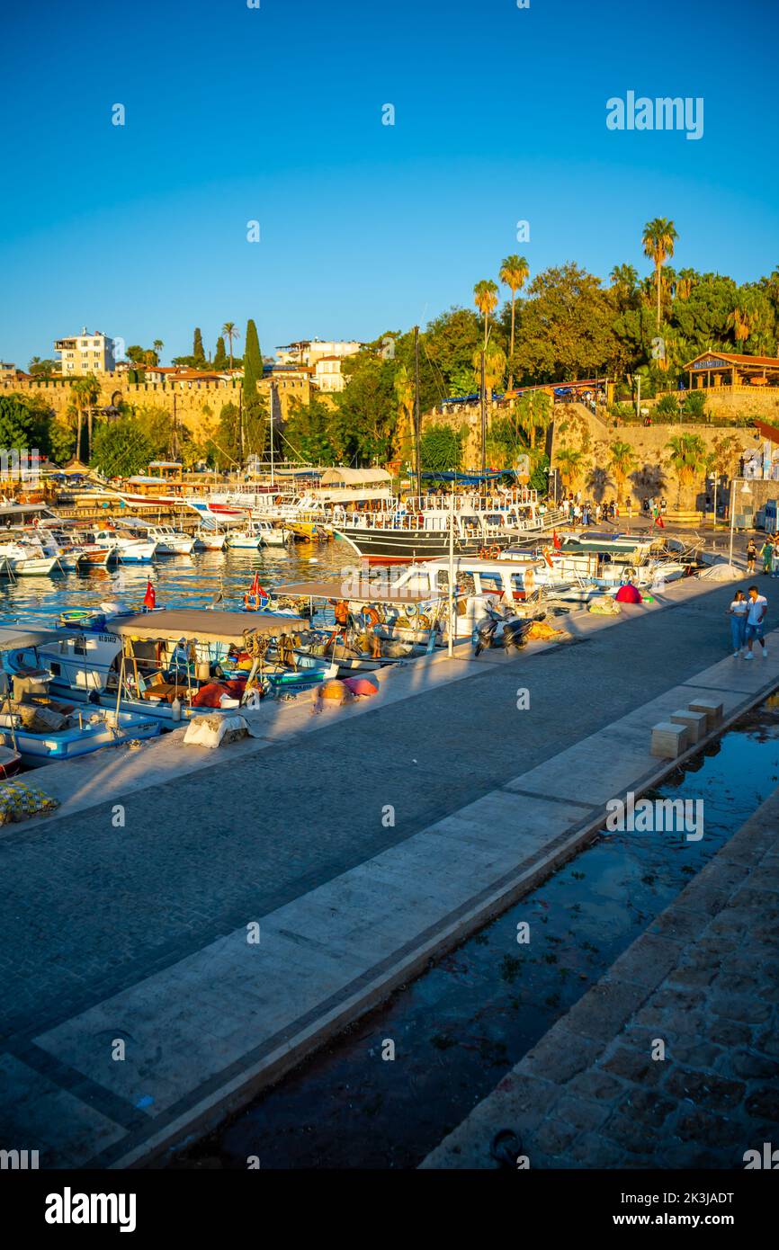 Antalya, Turkey - September 10, 2022: Harbor in the old city of Antalya ...
