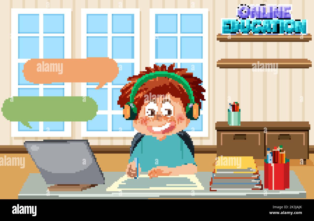 Online learning at home illustration Stock Vector Image & Art - Alamy