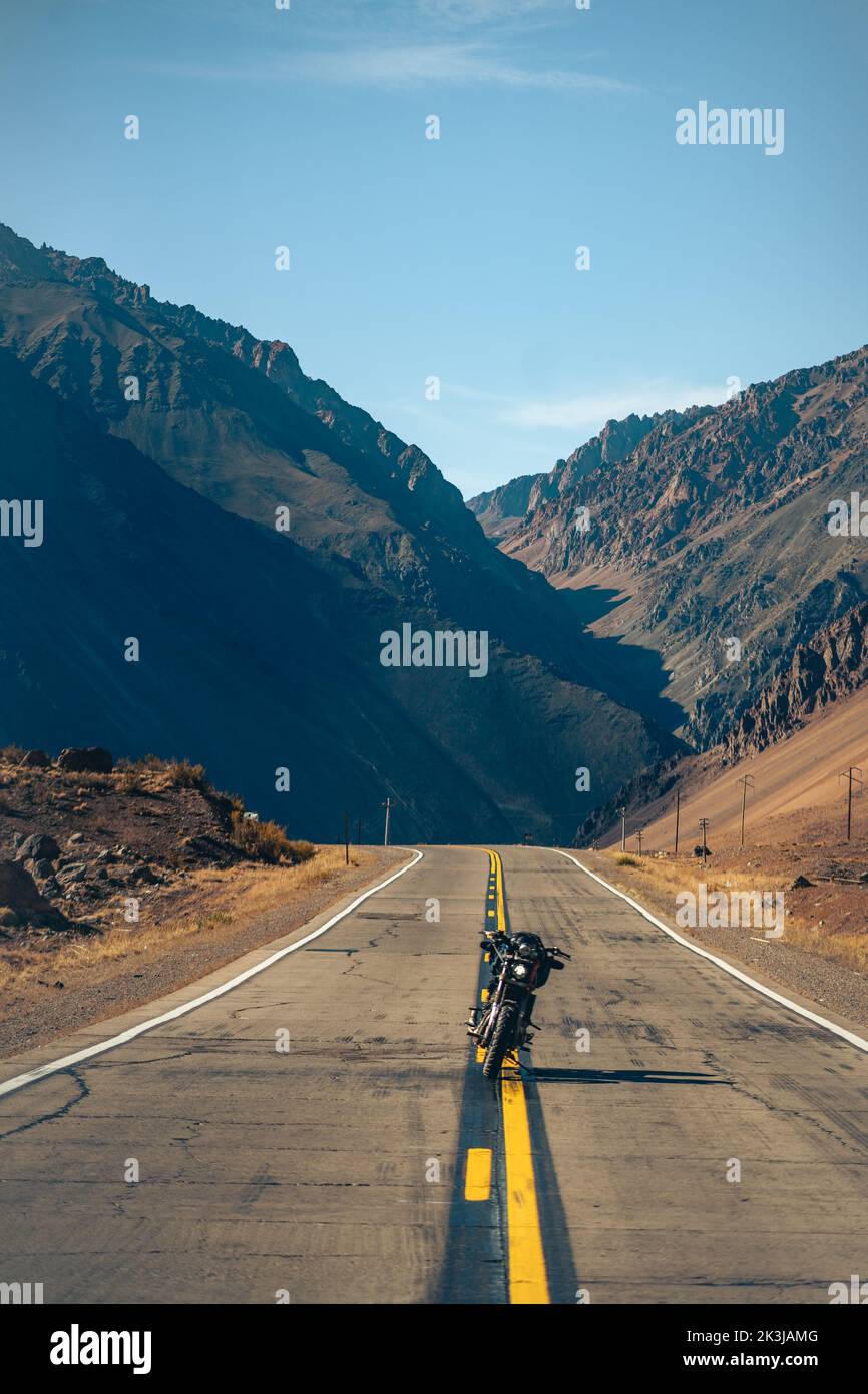 A Harley Davidson bike in the middle of the national Route 7 in the ...