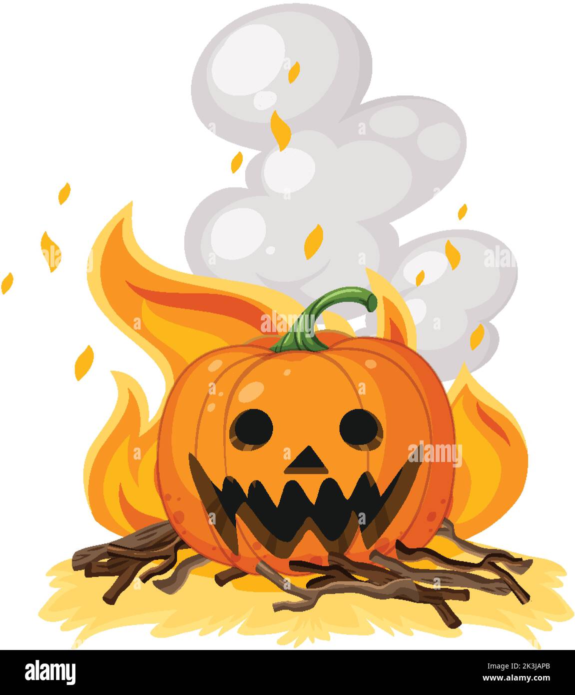 Halloween pumpkin with fire illustration Stock Vector Image & Art - Alamy