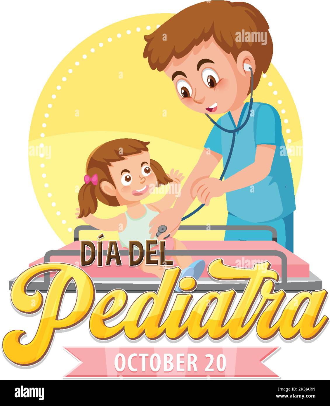 Día del Pediatra text with cartoon character illustration Stock Vector ...