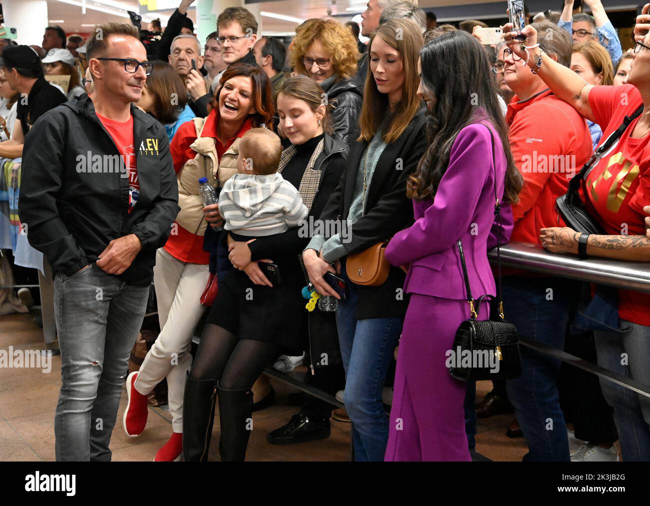 Remco's parents Agna and Patrick Evenepoel and Remco's girlfriend Oumi ...