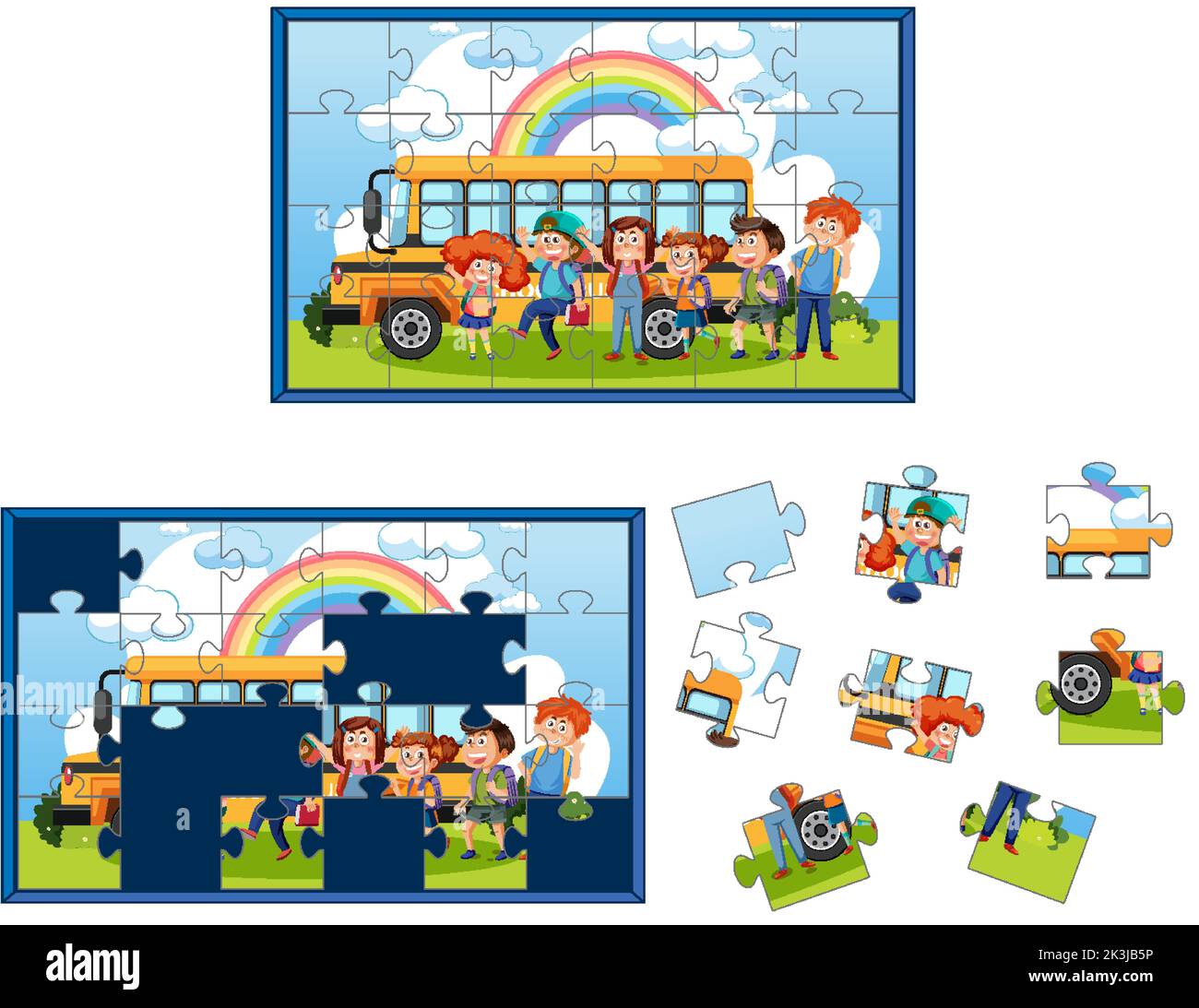 School kids photo jigsaw puzzle game illustration Stock Vector Image ...