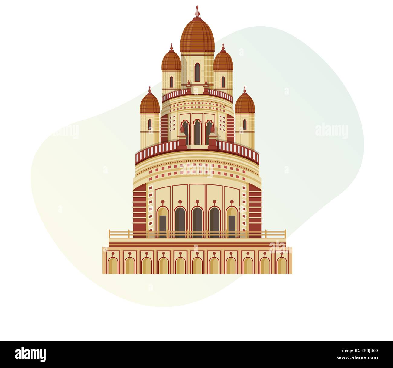 Kolkata City - Dakshineswar Kali Temple - Icon Illustration as EPS 10 ...