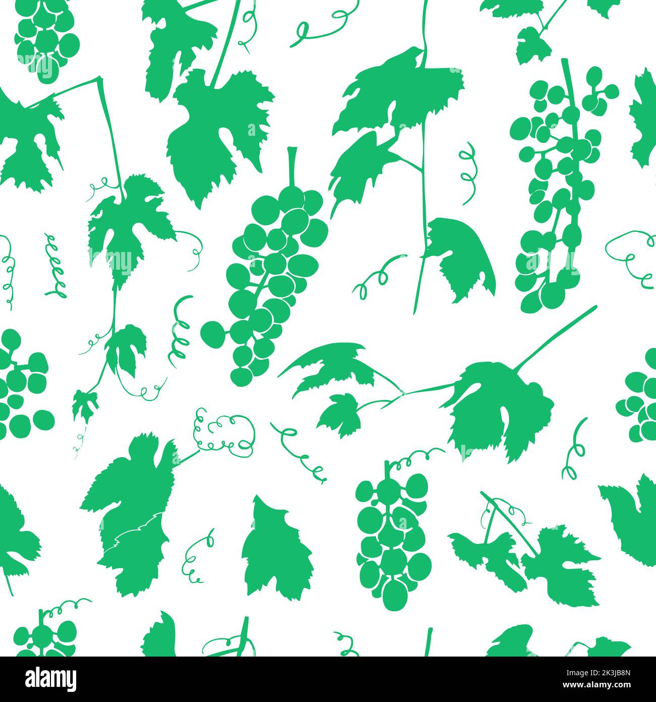 Seamless Green pattern grapes and leaves. Vector illustration Stock ...
