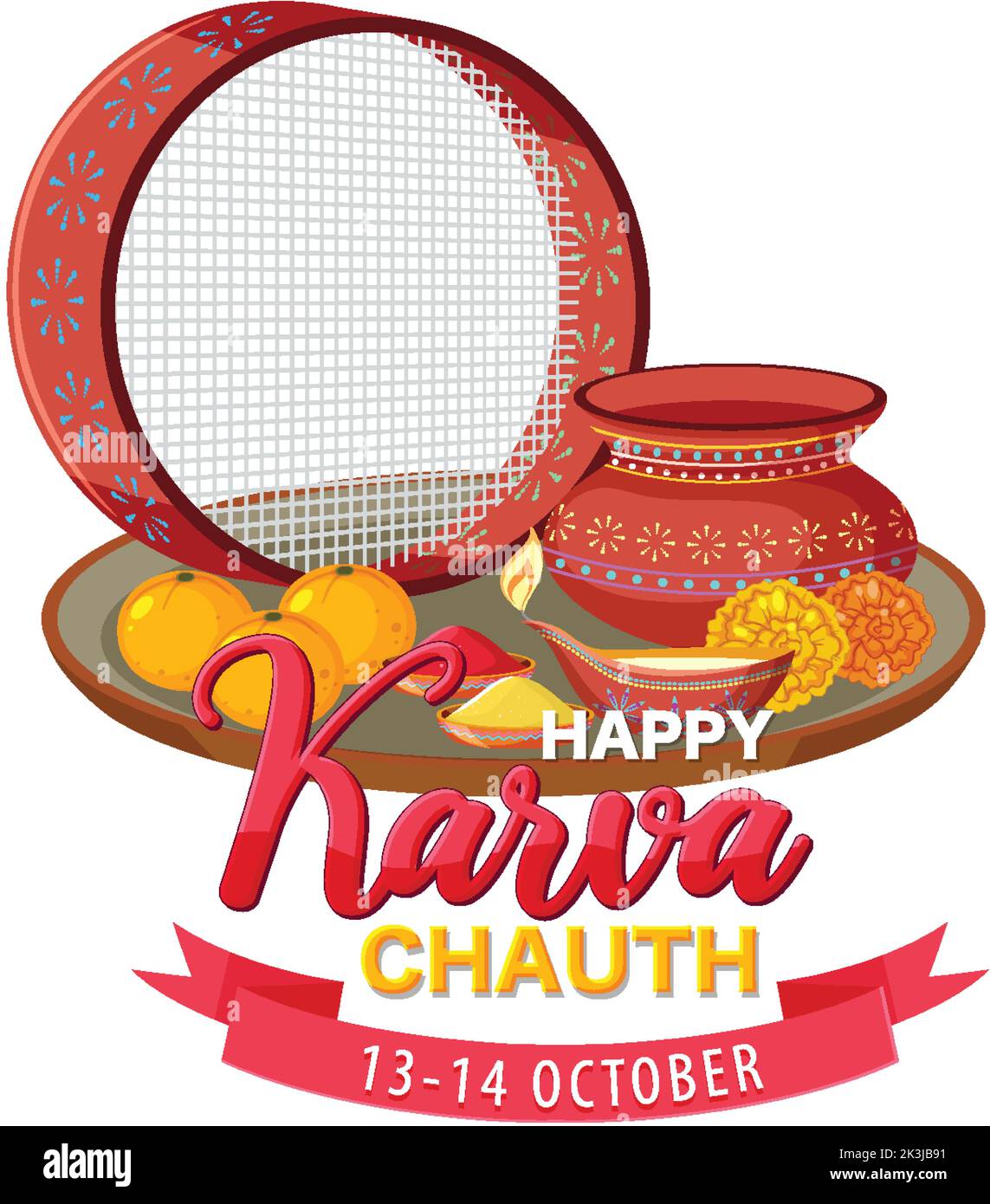 Happy Karva Chauth Day Banner Design illustration Stock Vector Image ...