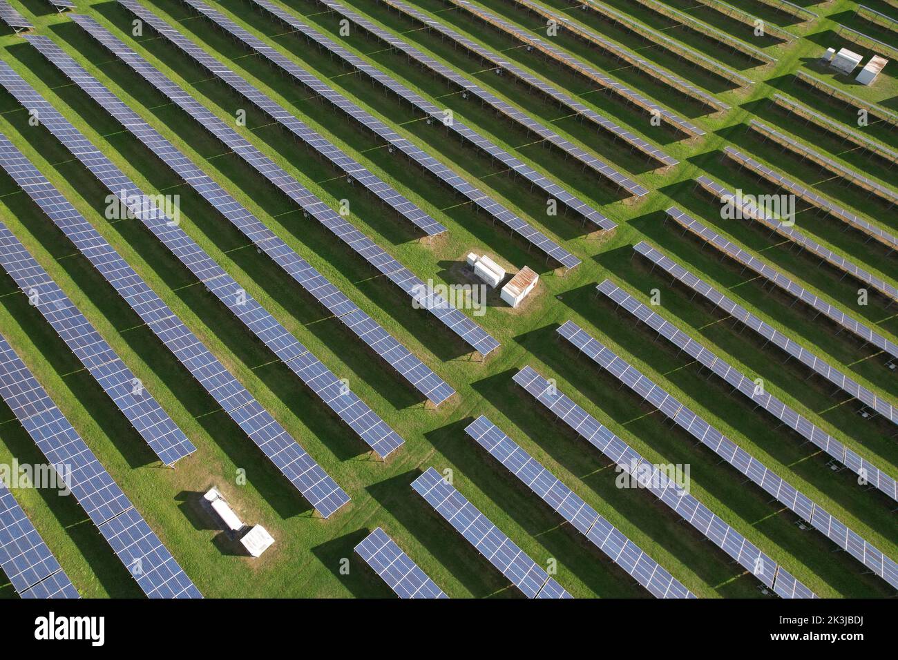 Modern solar power plant, photovoltaic panels green energy electricity ...