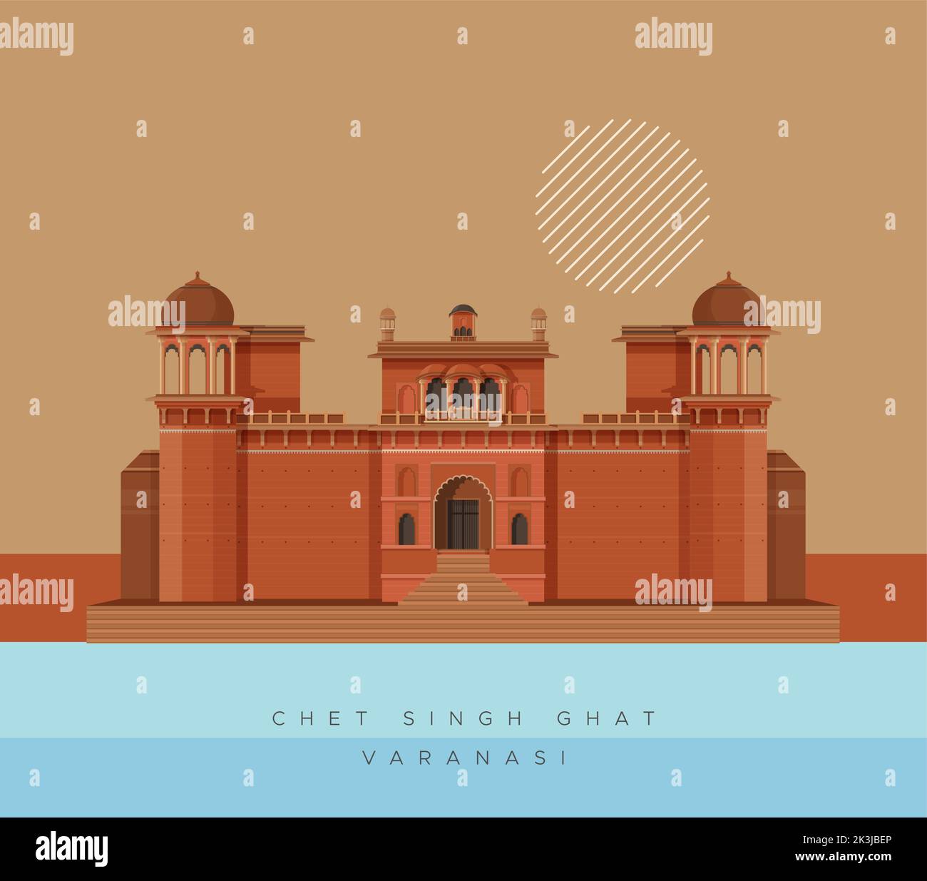 Varanasi City - Chet Singh Ghat - Icon Illustration as EPS 10 File ...