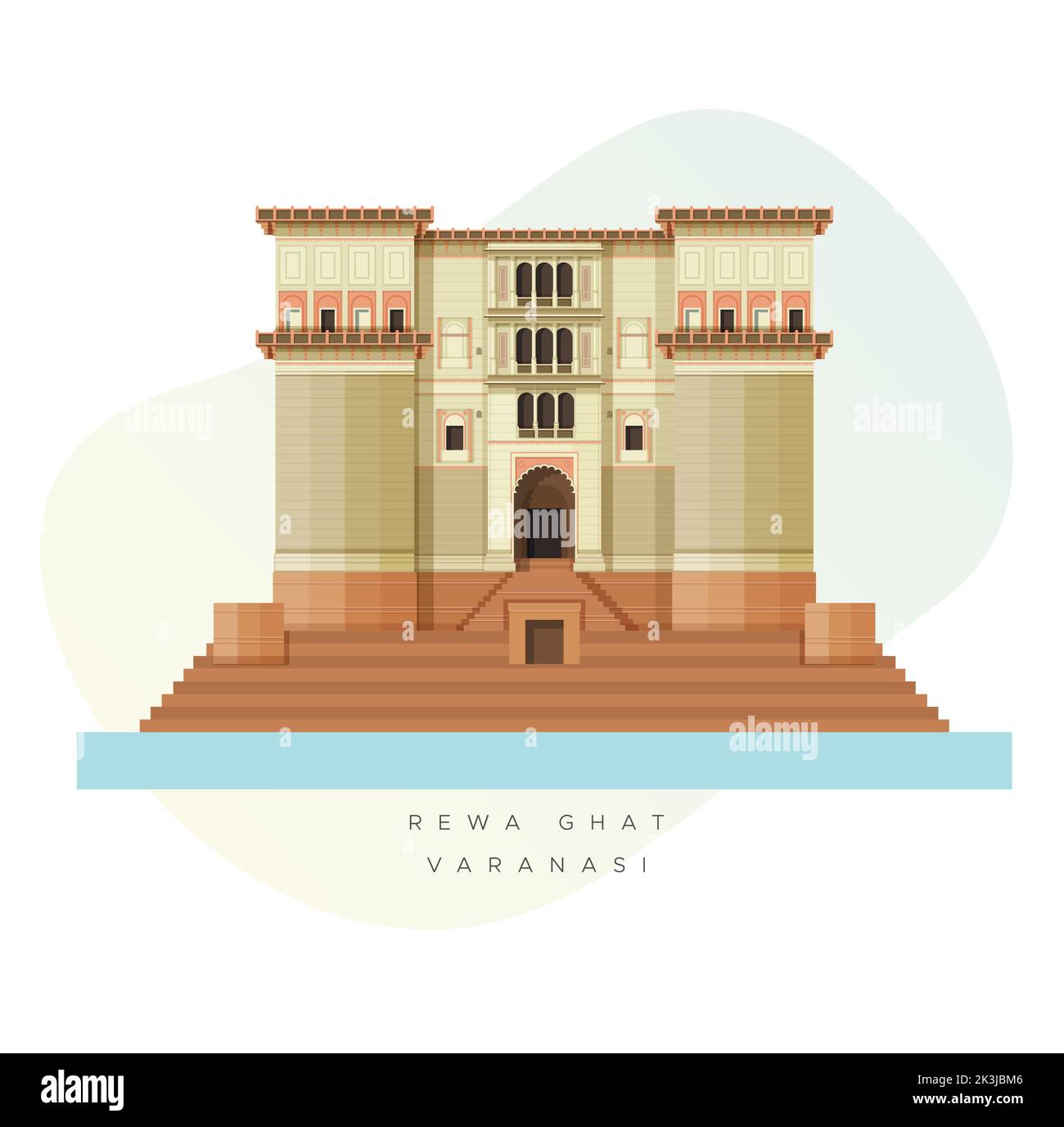 Varanasi City - Ganga Mahal Ghat - Icon Illustration as EPS 10 File ...