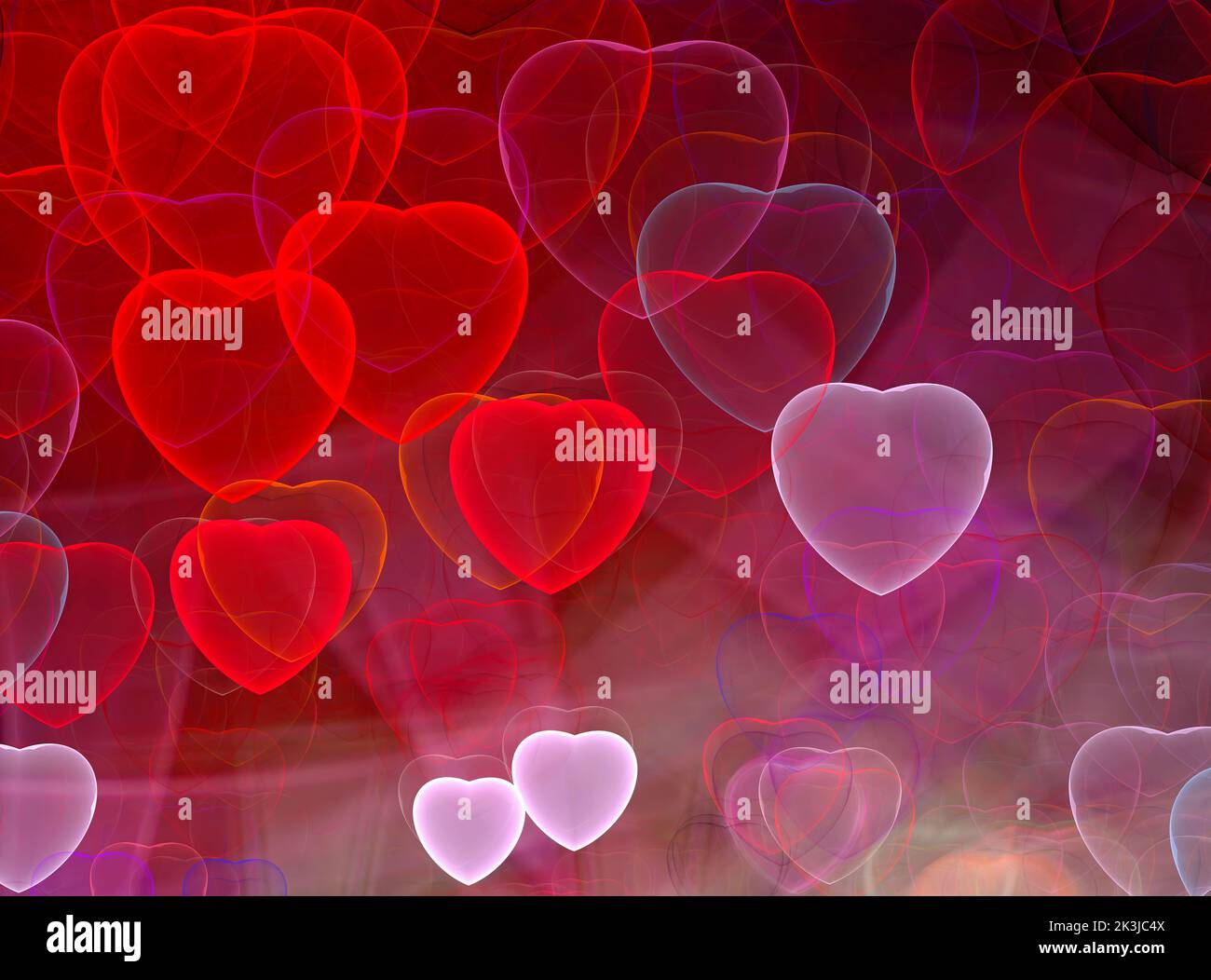 Happy Valentine's Day. Glowing neon hearts. Fractal illustration Stock ...