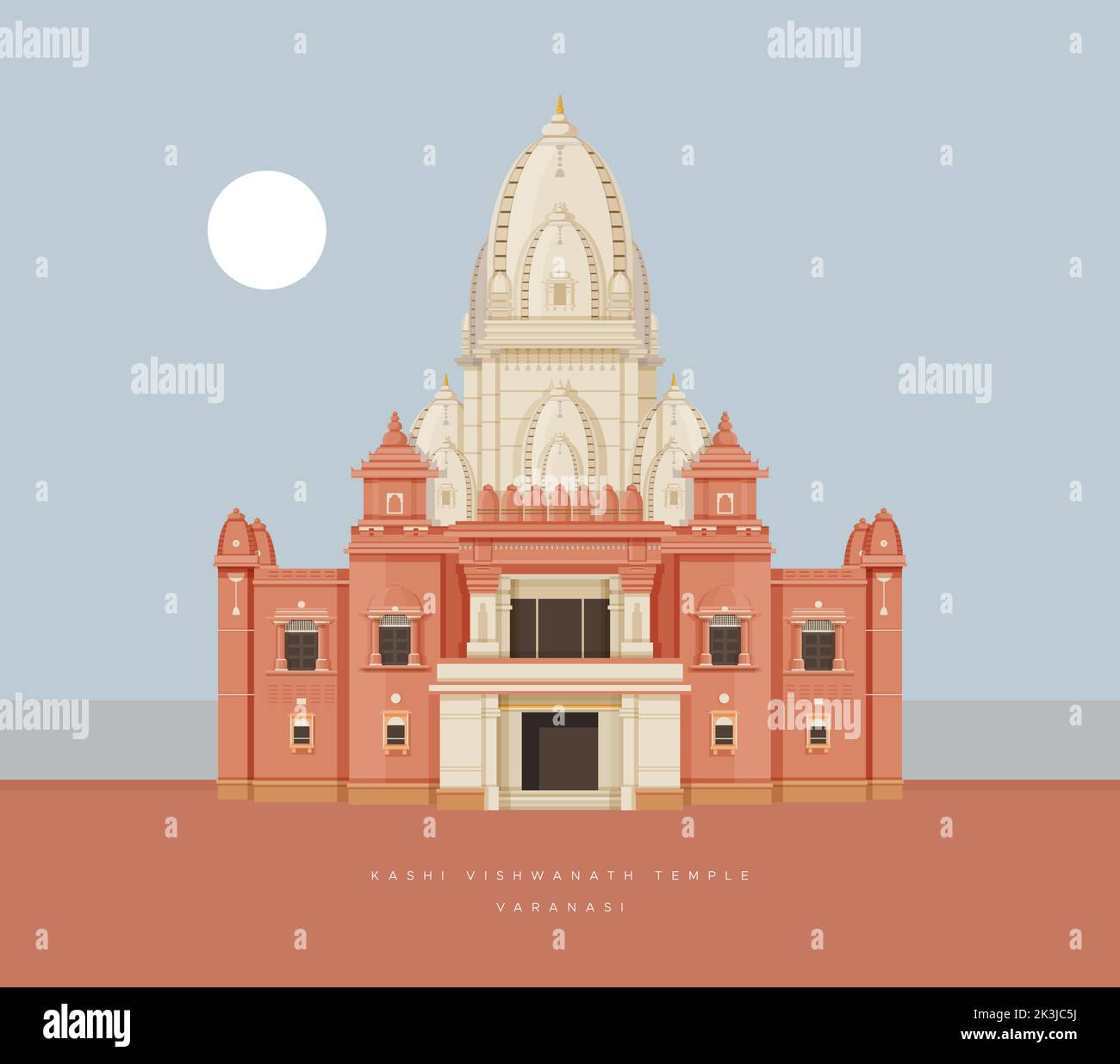 Varanasi City - Kashi Vishwanath Temple - Icon Illustration as EPS 10 ...