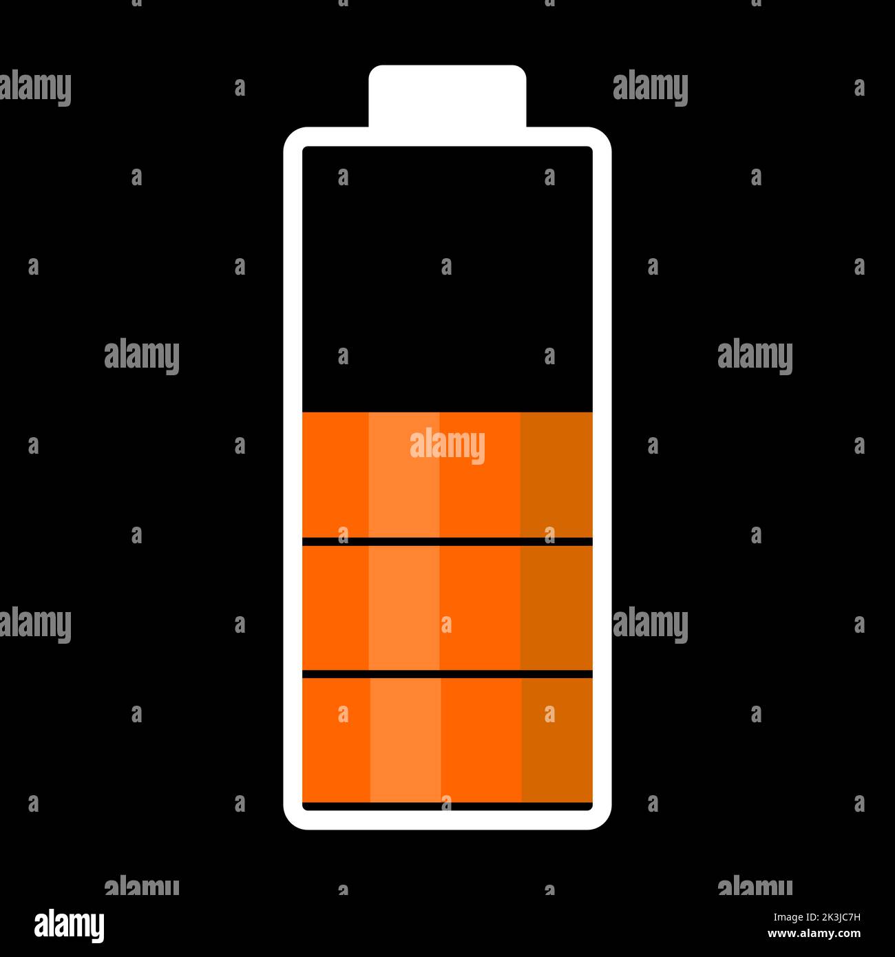 Half battery illustration. Orange color. Vector image Stock Vector ...