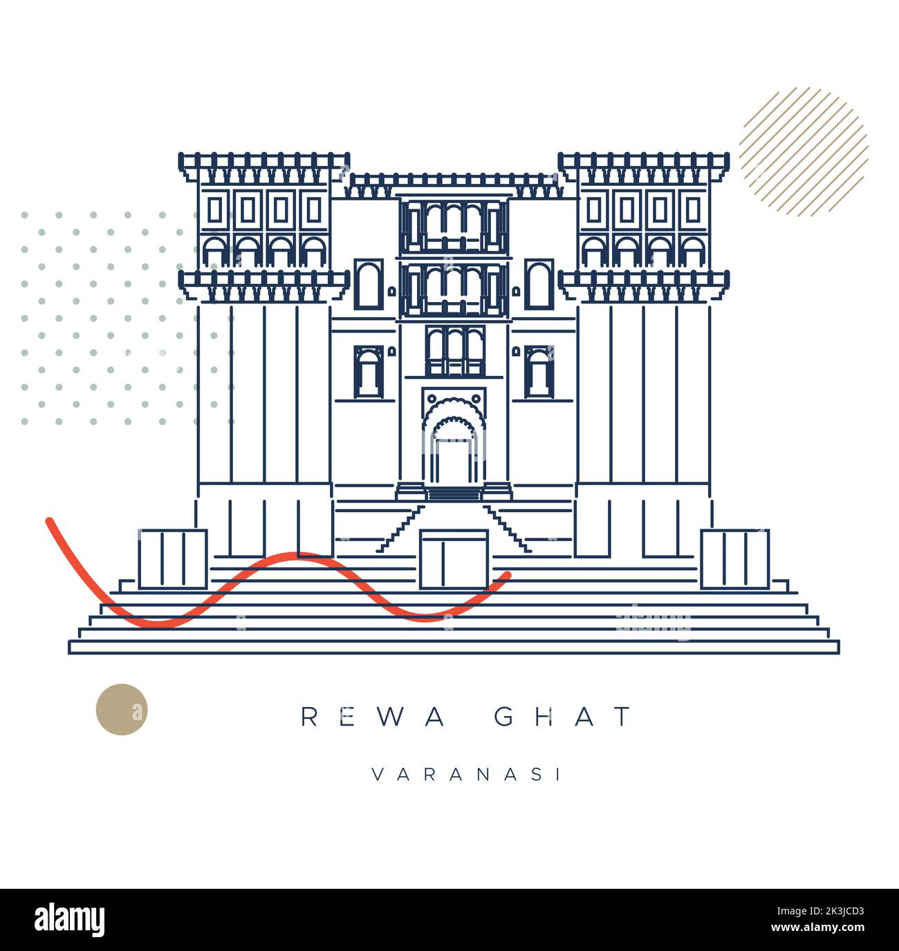 Varanasi City - Rewa Ghat - Icon Illustration as EPS 10 File Stock ...
