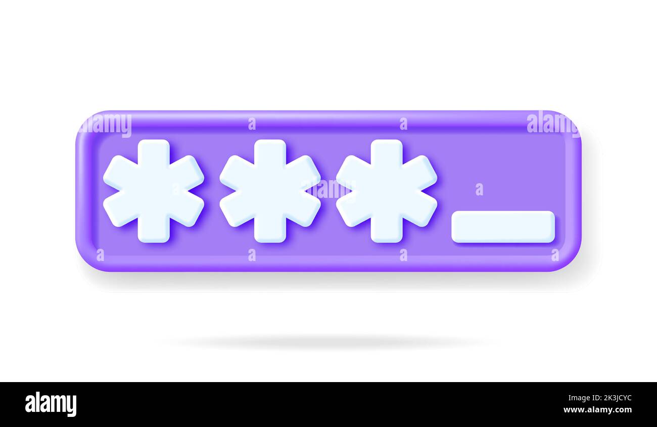 3D Locked Password Field Isolated On White Stock Vector Image & Art - Alamy