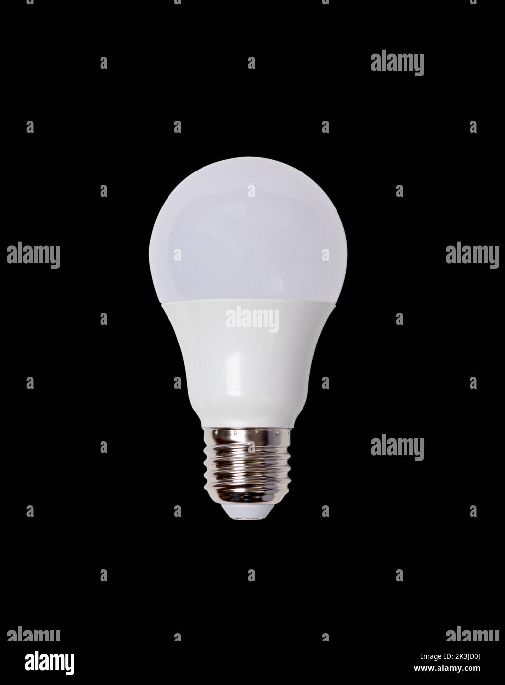 energy saving led bulb E27 closeup isolated on black background with ...
