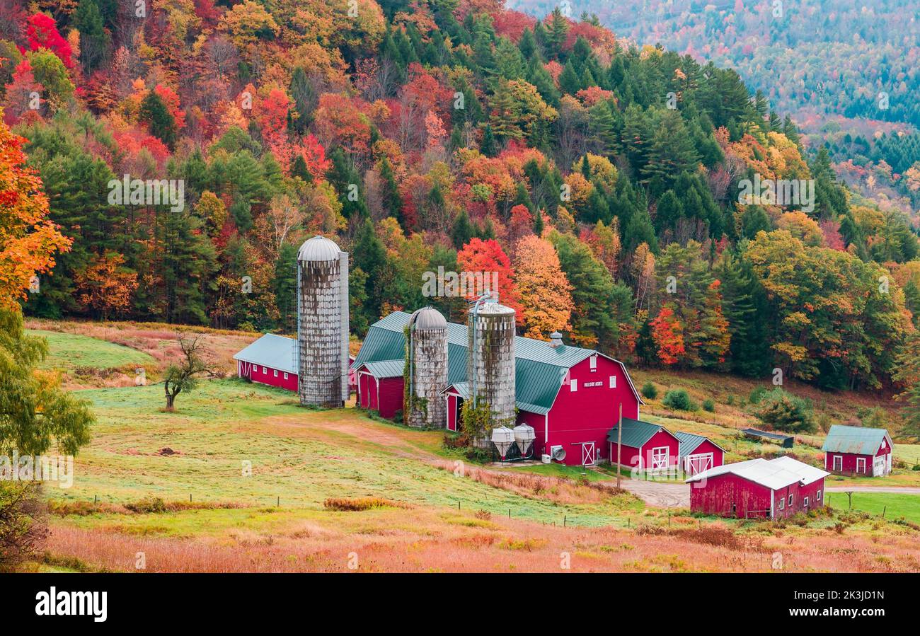A beautiful shot of old barns in Vermont in the autumn Stock Photo - Alamy