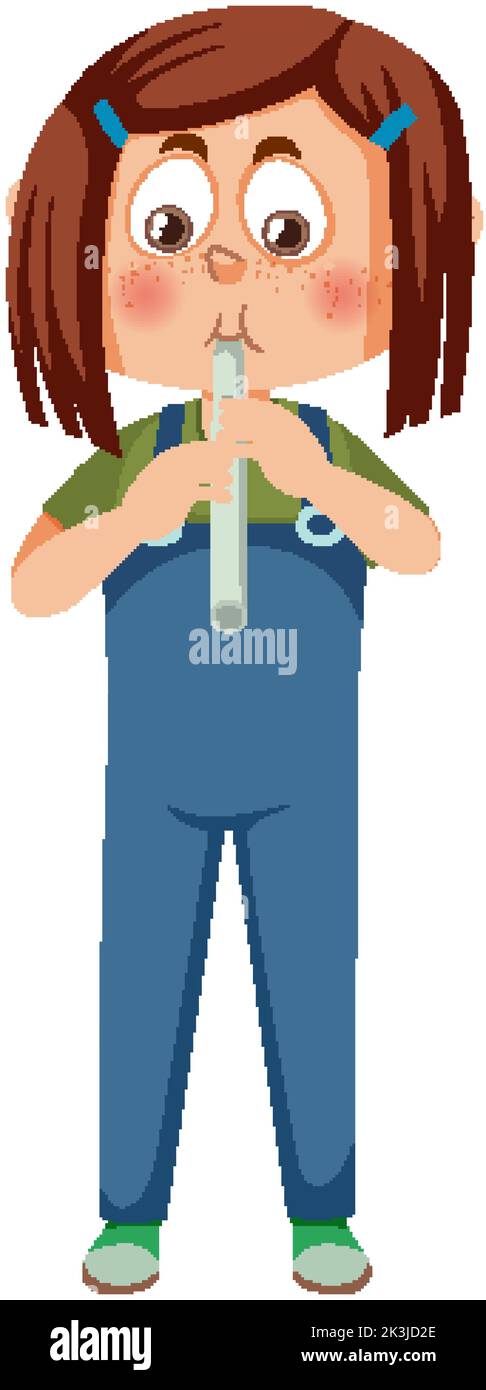 Cute girl playing flute illustration Stock Vector Image & Art - Alamy