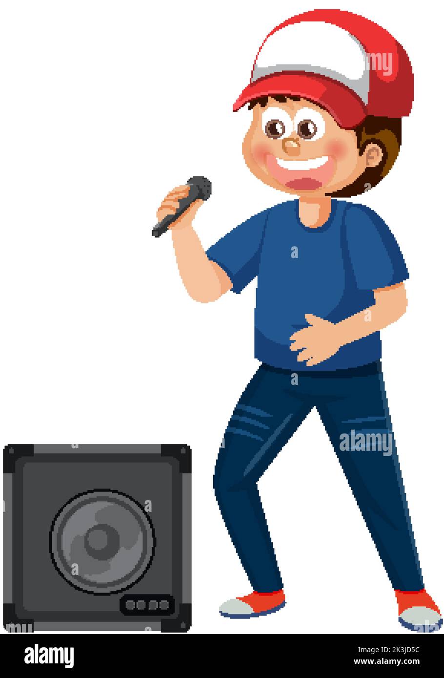 Singer boy holding microphone illustration Stock Vector Image & Art - Alamy
