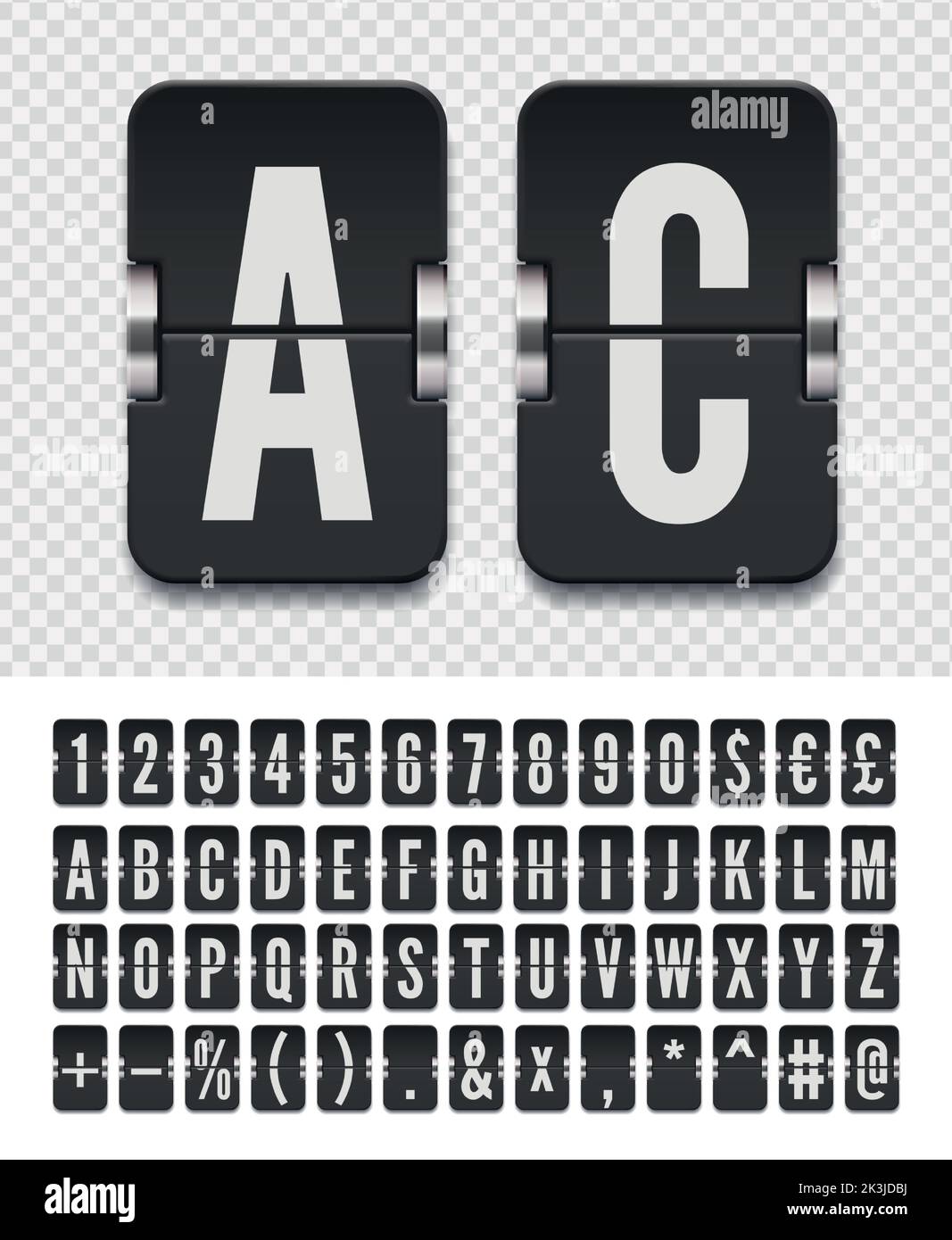 Bold airport terminal mechanical flip scoreboard alphabet font with ...