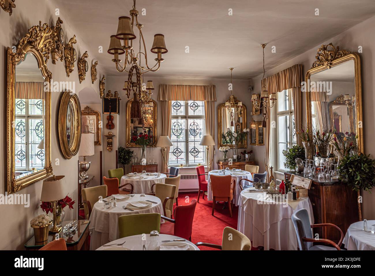 Prague - Czech Republic - 08 01 2020 Decorated interior design of the ...