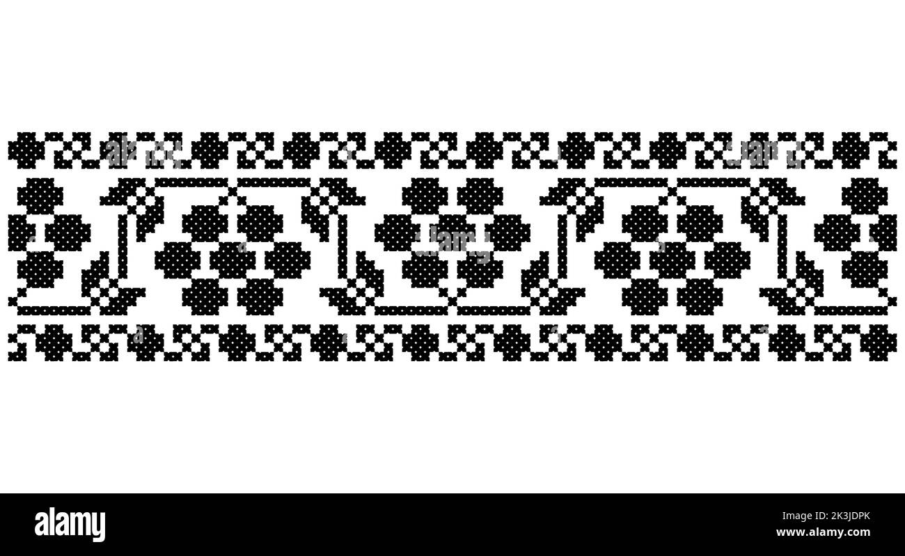 Embroidered good like old handmade cross-stitch ethnic Ukraine pattern ...