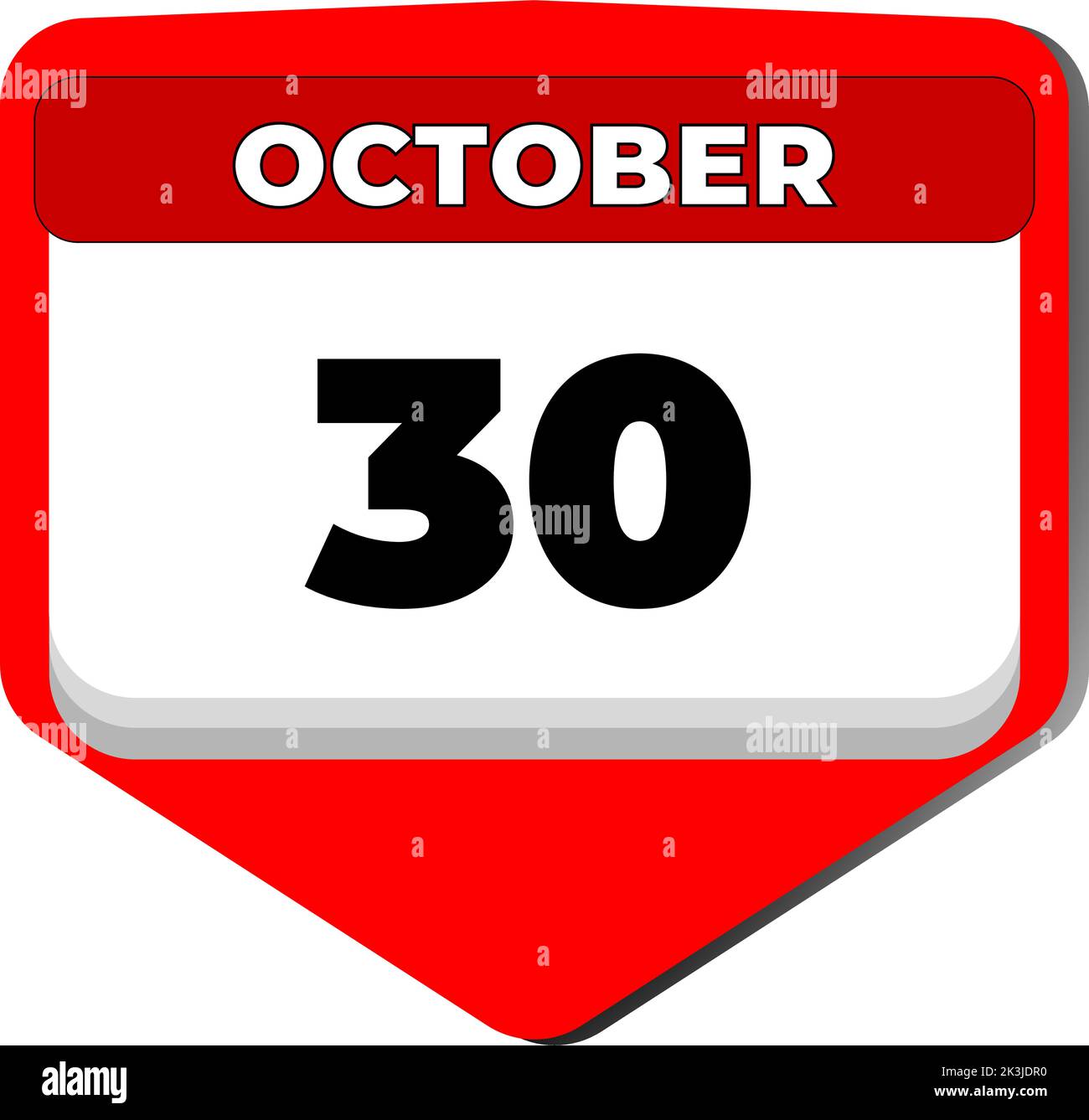 30 October vector icon calendar day. 30 date of October. Thirtieth day ...
