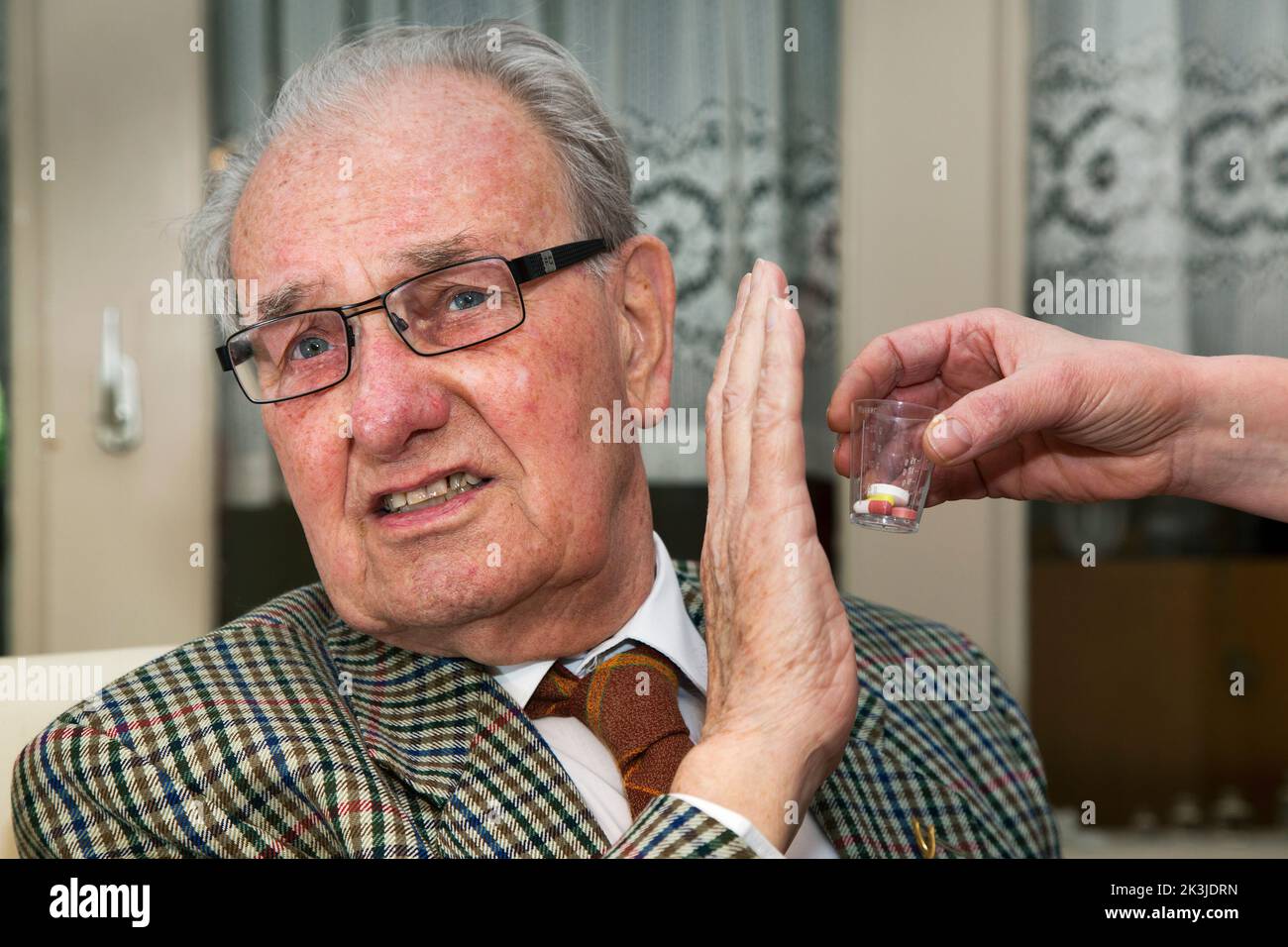 Netherlands, man of 84 is refusing to take his medicine Stock Photo - Alamy