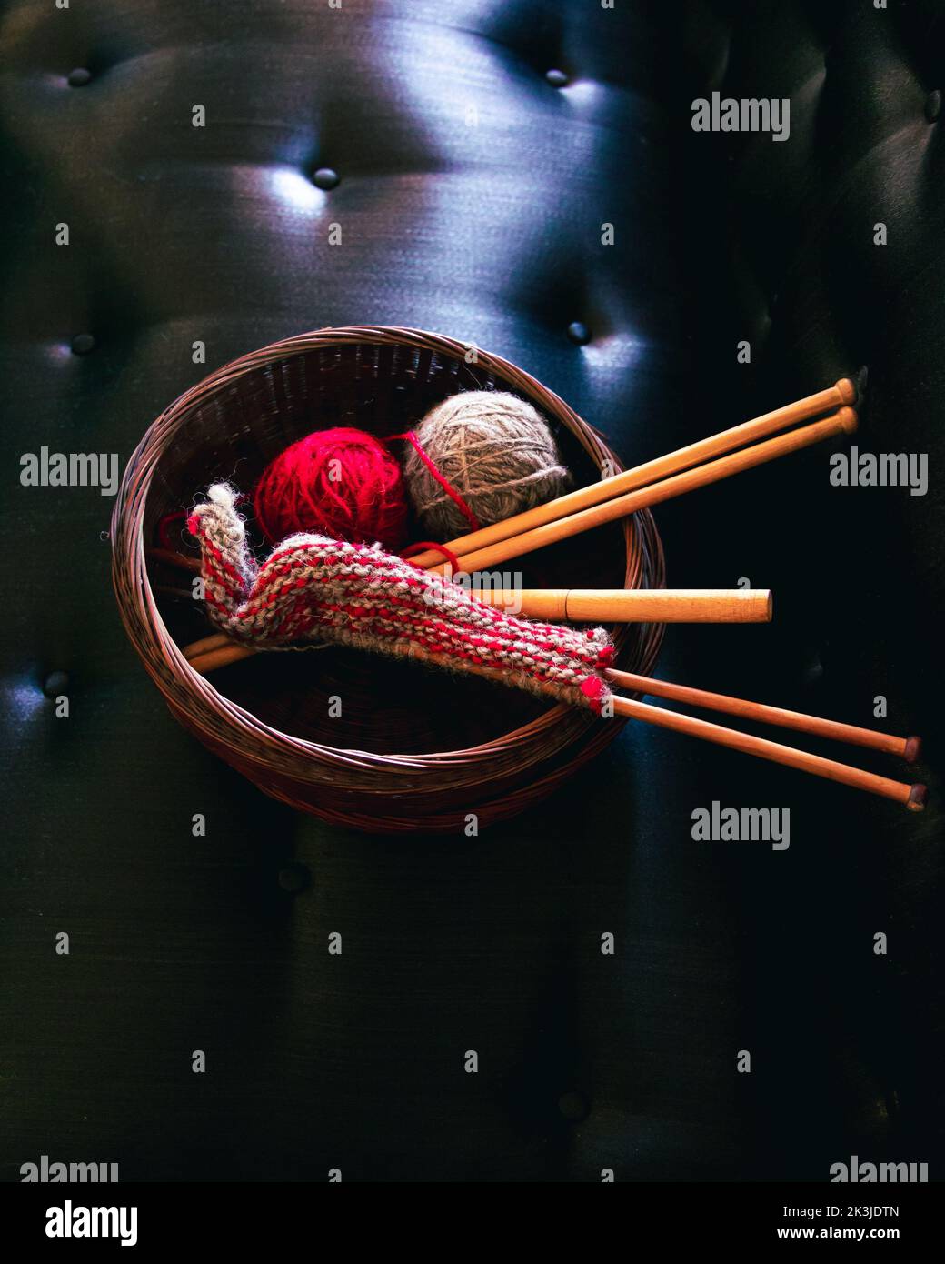 A closeup shot of the thread knitting needles Stock Photo - Alamy