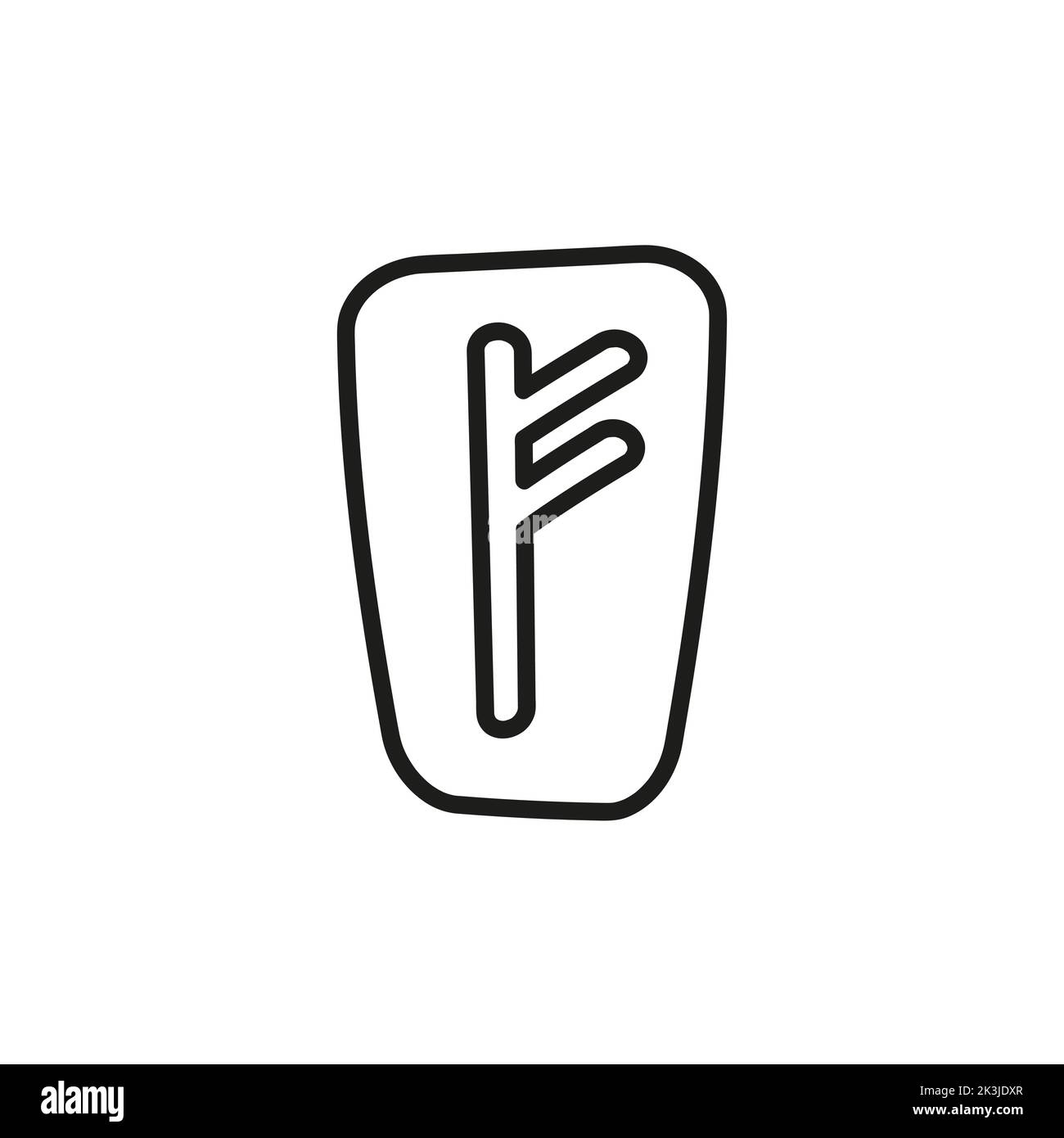 Fehu rune written on a stone. Vector illustration. Isolated on white ...