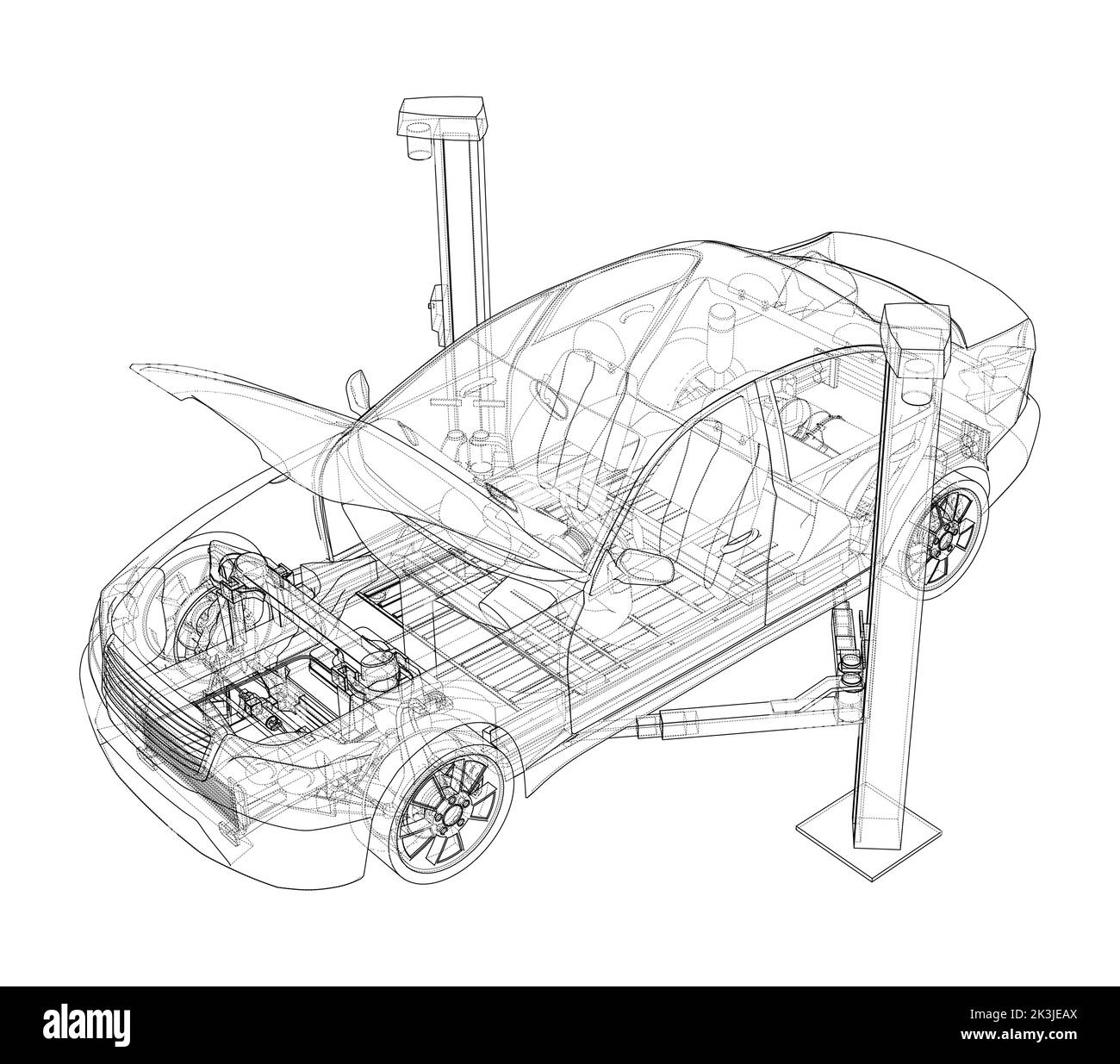 Car lift stand tower with car. Vector Stock Vector Image & Art - Alamy