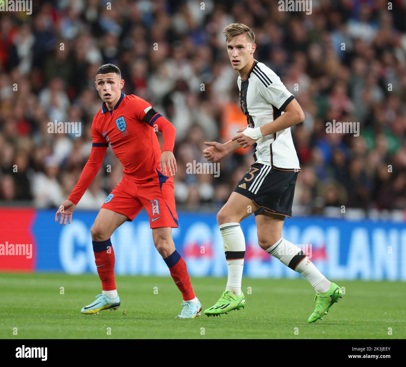 LONDON ENGLAND - SEPTEMBER 26 : L-R Phil Foden (Man City) of England ...