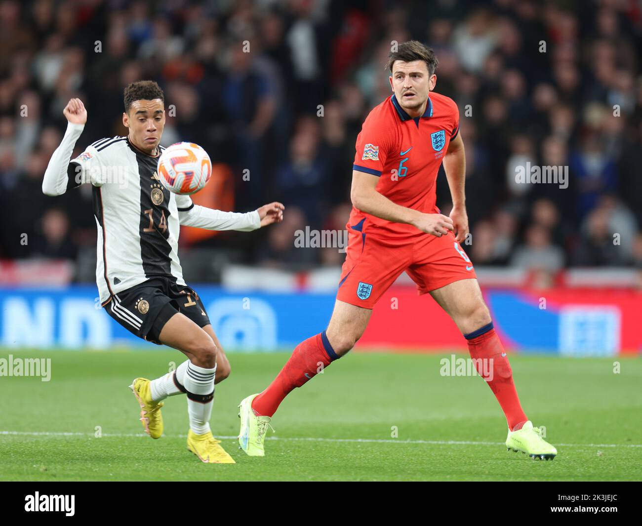 LONDON ENGLAND - SEPTEMBER 26 : L-R Jamal Musiala (Bayern Munich) of ...