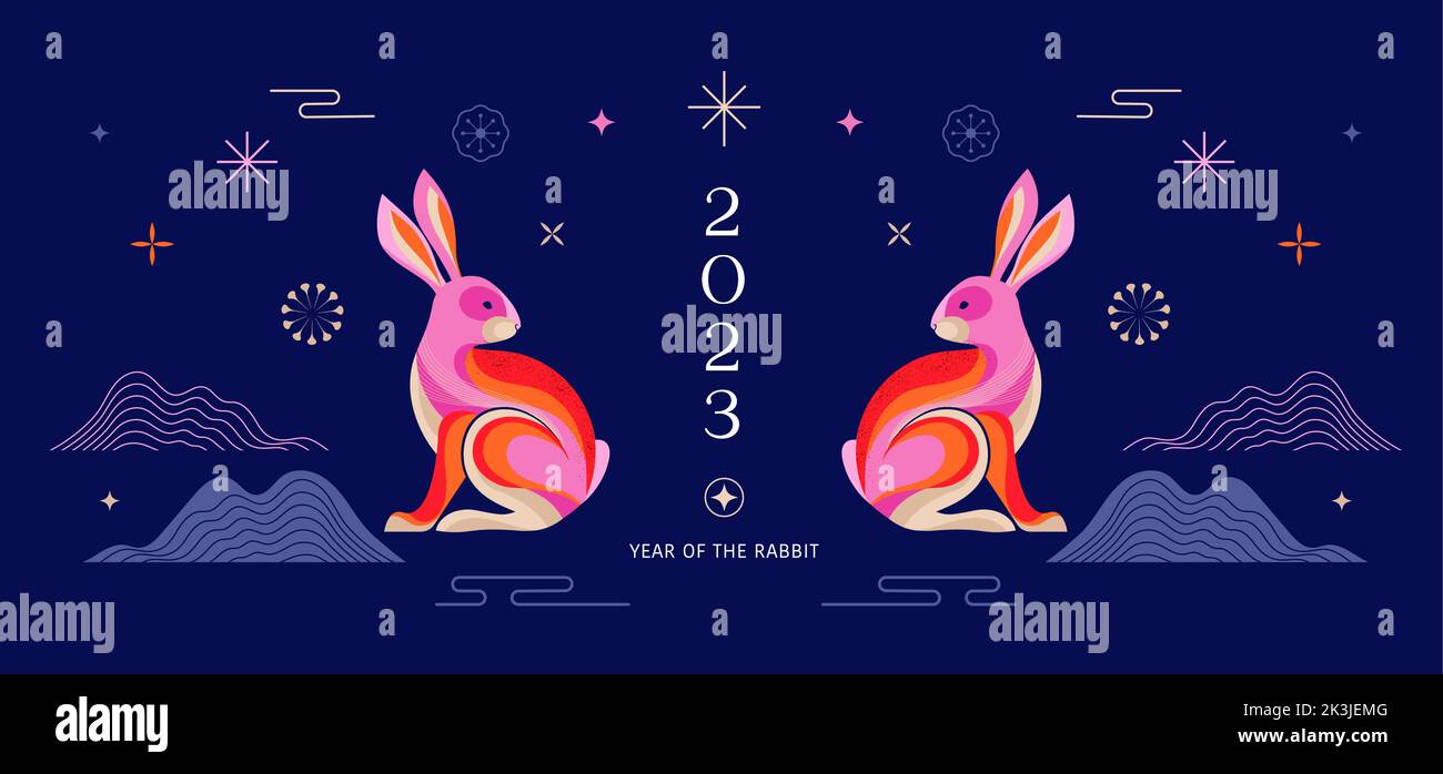 Chinese new year 2023 year of the rabbit - Chinese zodiac symbol, Lunar ...