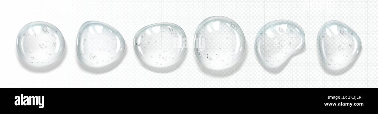 Clear serum drops with air bubbles. Collagen gel, cosmetic product for ...