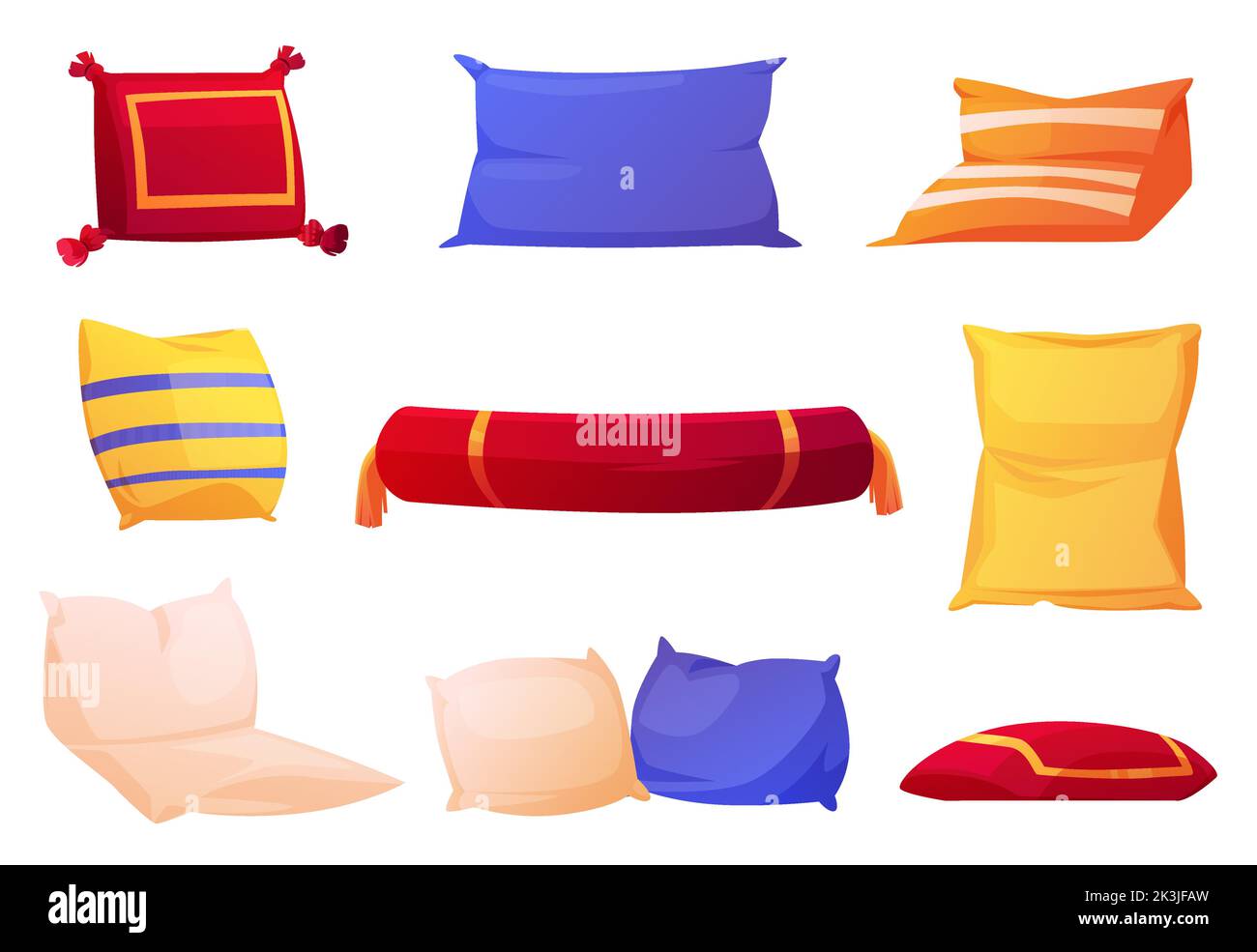 Pillows and decorative cushions isolated set. Cozy interior decor ...