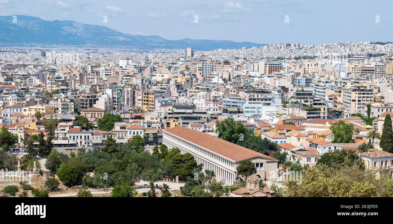 An aerial view of the historic skyline of ancient Corinth, Greece Stock ...