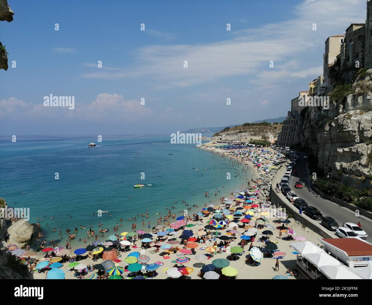 An aerial view of the Tropea town in Calabria Italy, and the beach ...