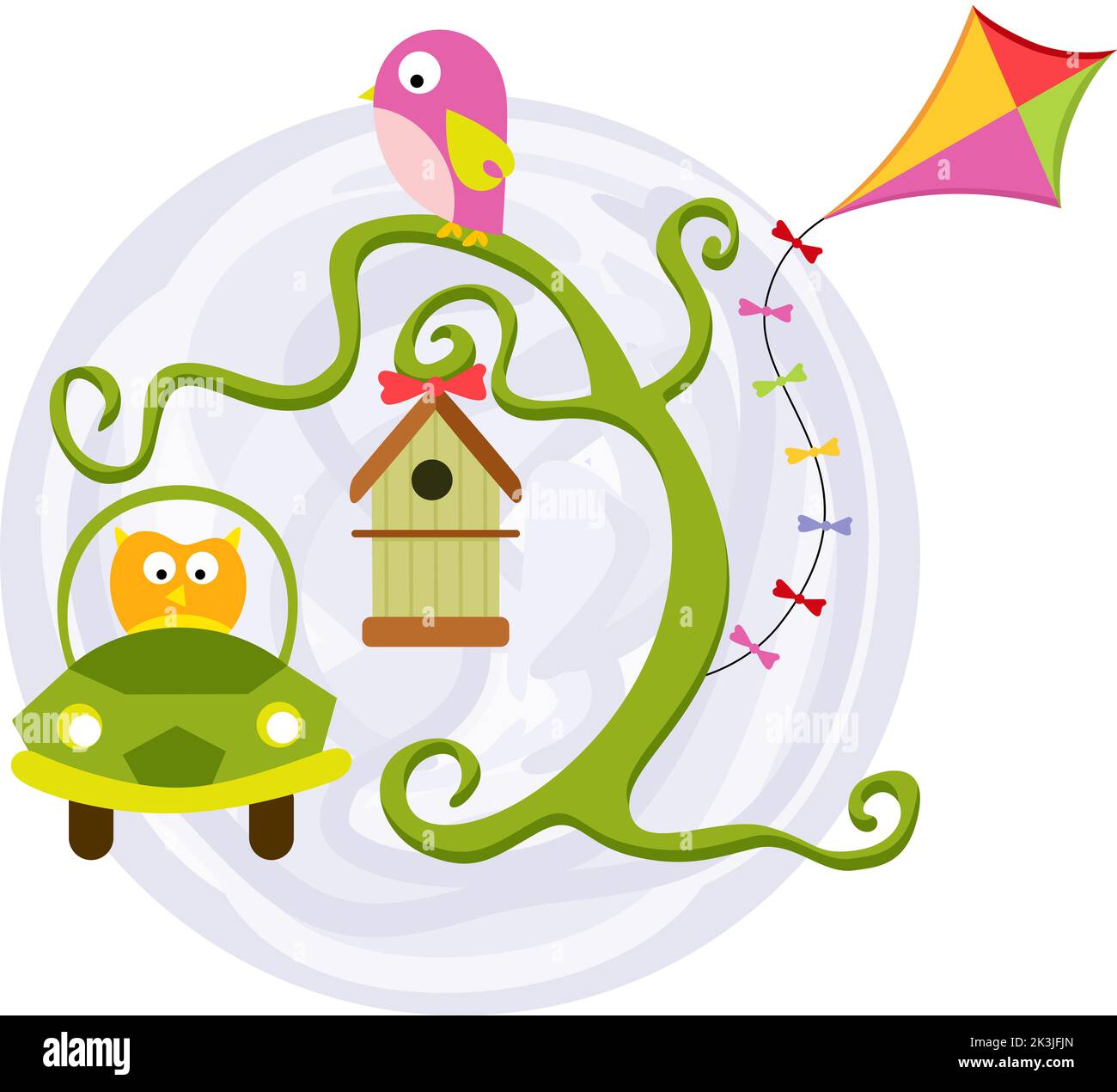 Funny illustration with spring birds Stock Photo - Alamy