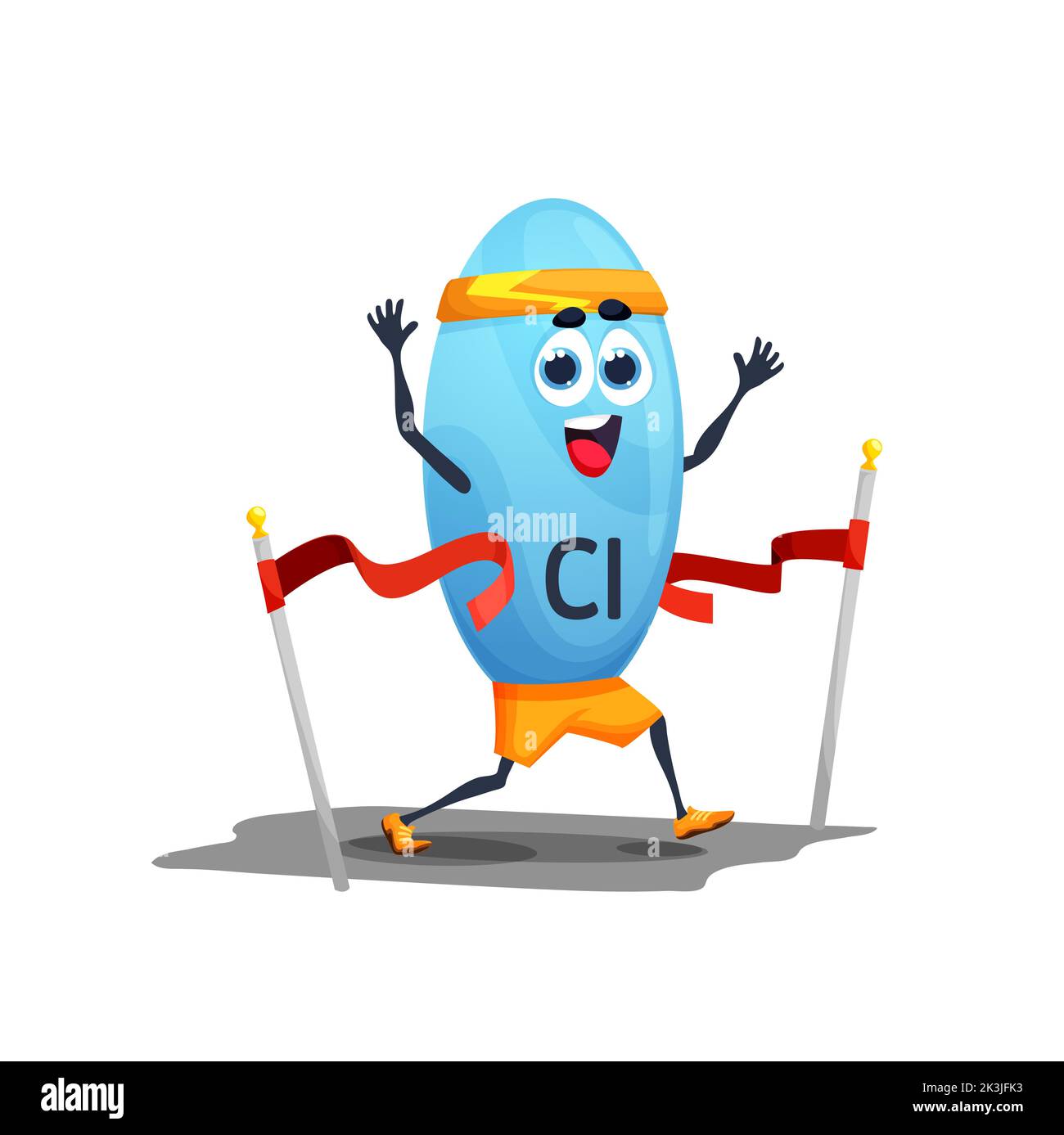 Cartoon chlorium sportsman character finishes. Funny vector athlete Cl ...